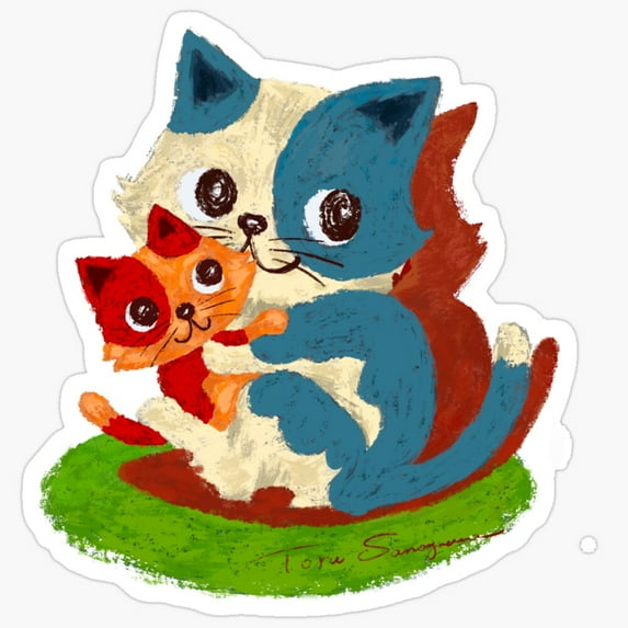 Colorful Cats Mother And Child Sticker Phone Decal Water Bottle ...