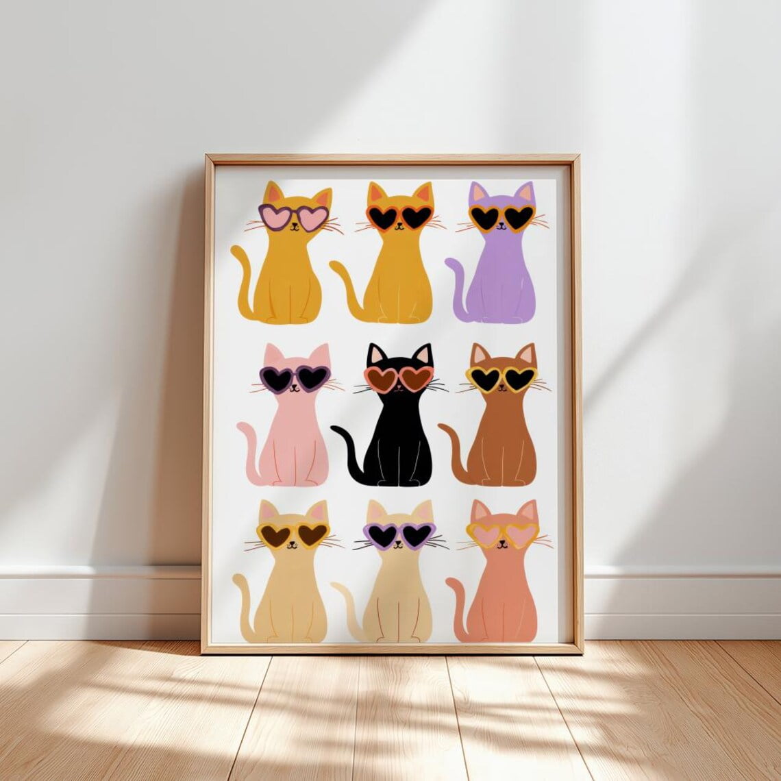 Colorful Cats Poster: Sunglasses Cat Poster, Playroom Decor, Unframed ...