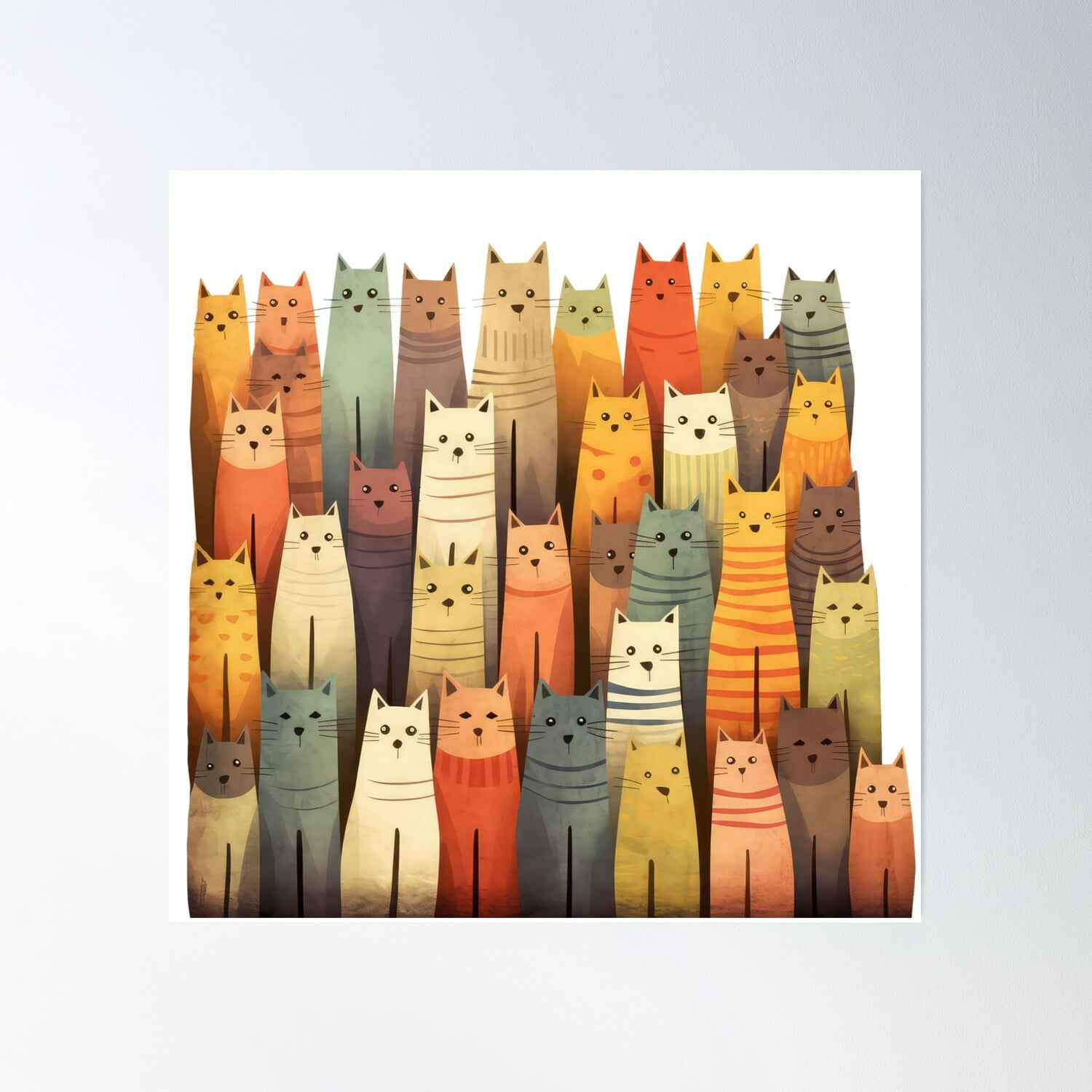 Colorful Cats Poster Wall Art, Modern Wall Decor, 30x30 UNFRAMED ...