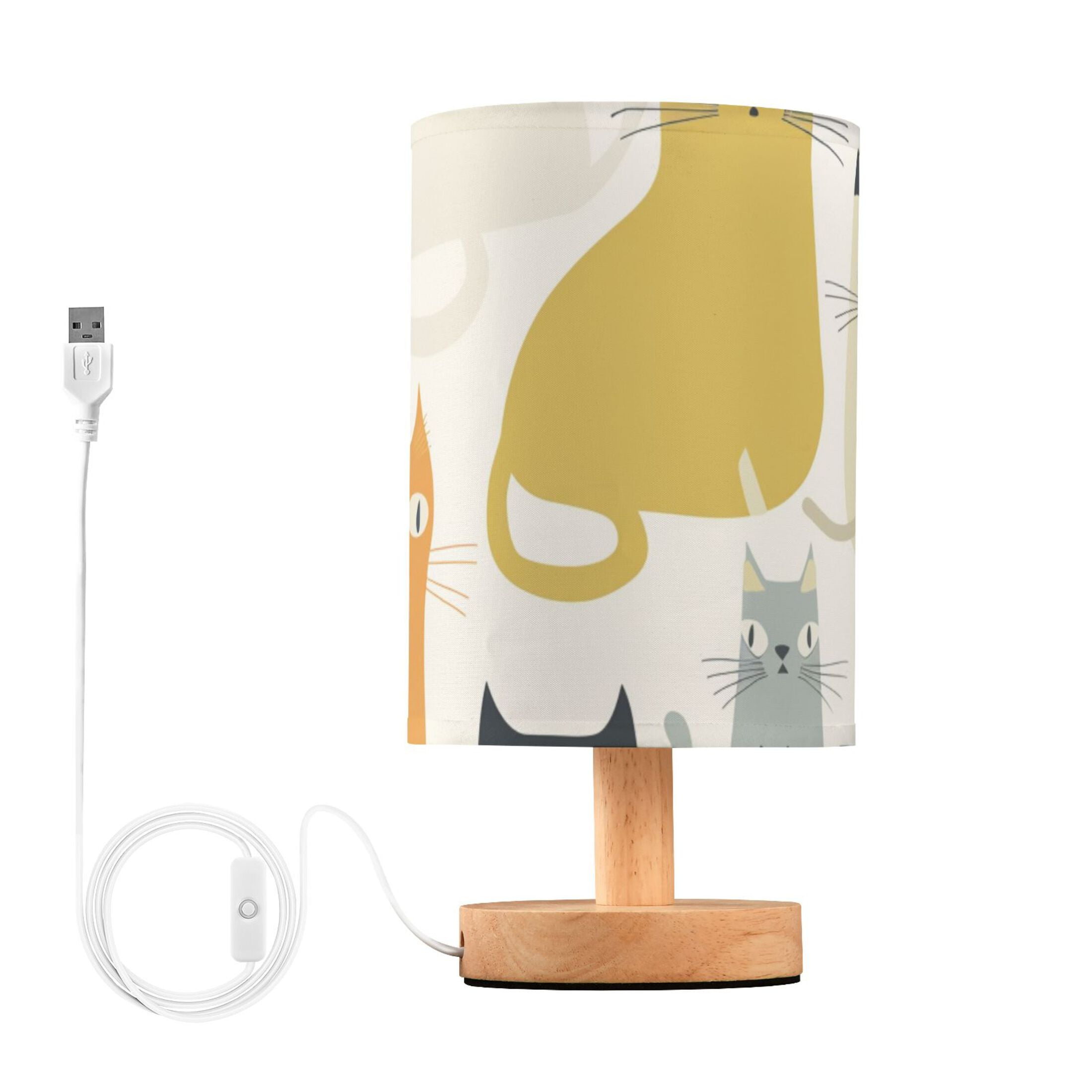 Colorful Cats Table Lamp with USB Port LED Warm Light Lamp Night Light ...
