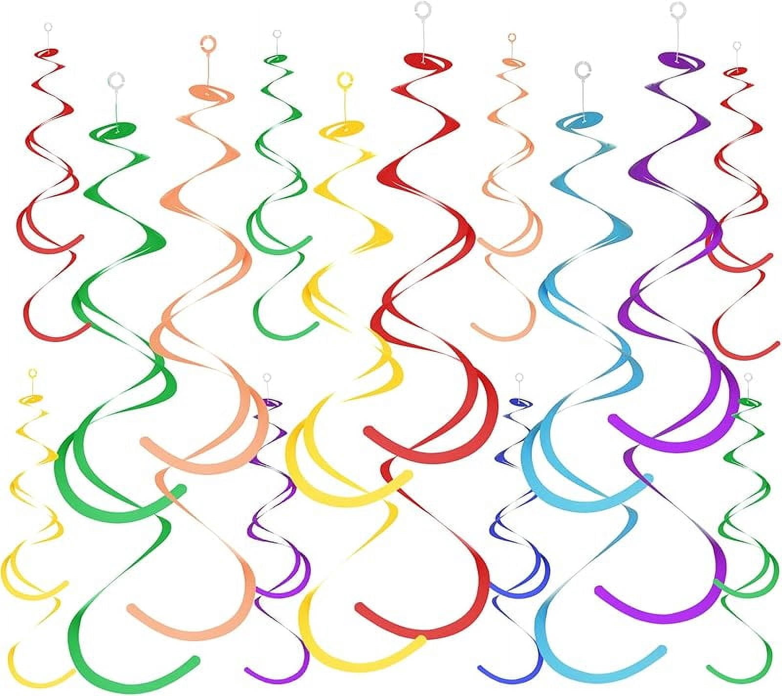 Colorful Ceiling Swirl Foil Decorations Hanging Plastic Streamer Themed ...