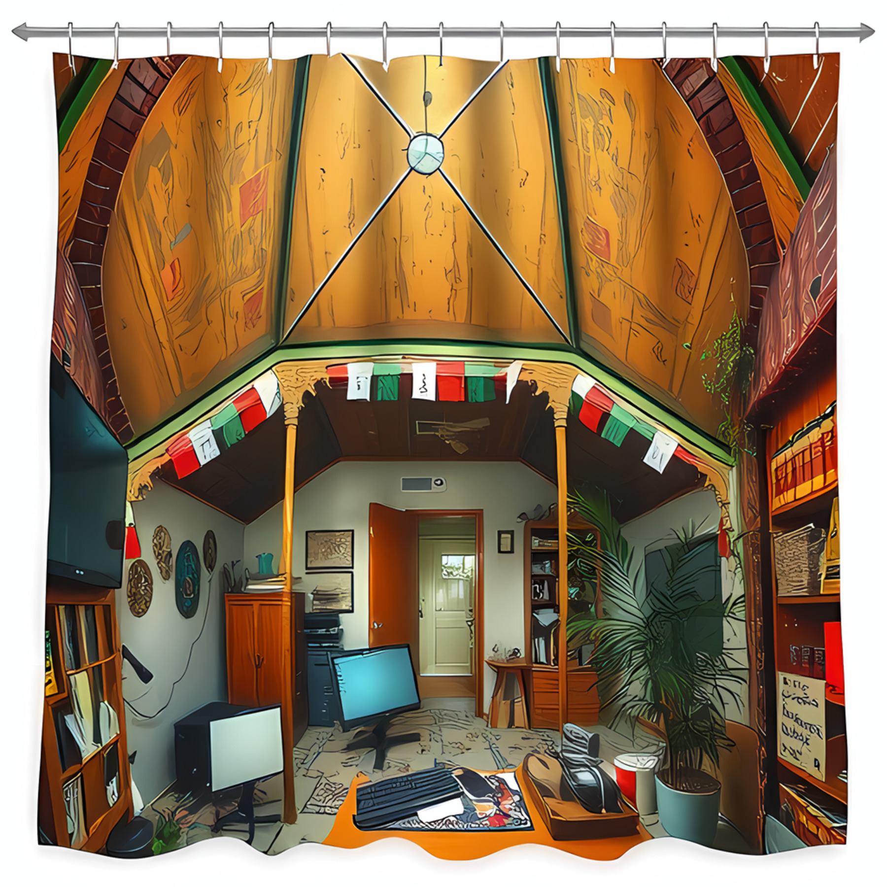 Colorful Celebration Flags Shower Curtain - Eclectic Pattern Design for ...