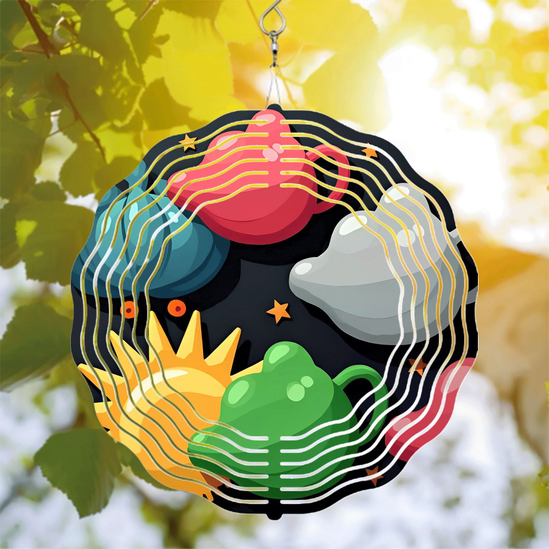 Colorful Celestial Metal Wind Spinner & Chime - Cosmic Design with ...