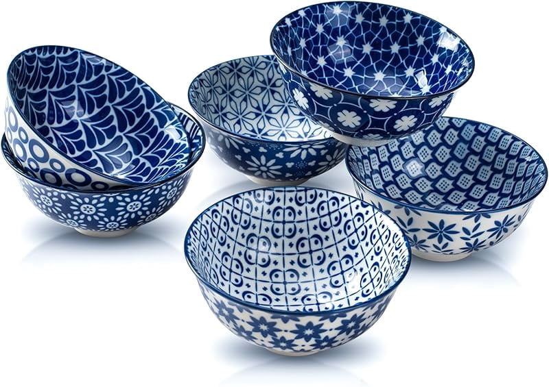 Colorful Ceramic Bowls 10oz, 4.7in small cereal bowl Set of 6 for ice ...