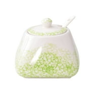 Ceramic Sugar Bowl with Lid and Spoon, 12 Ounces Porcelain Sugar Jar ...