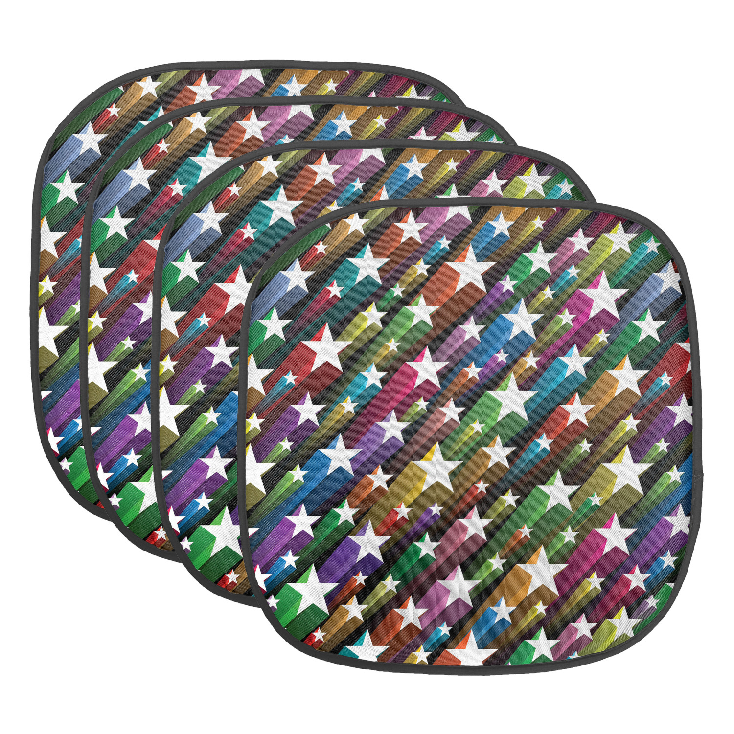 Colorful Chair Seating Cushion Set of 4, Colorful Stars Pattern ...
