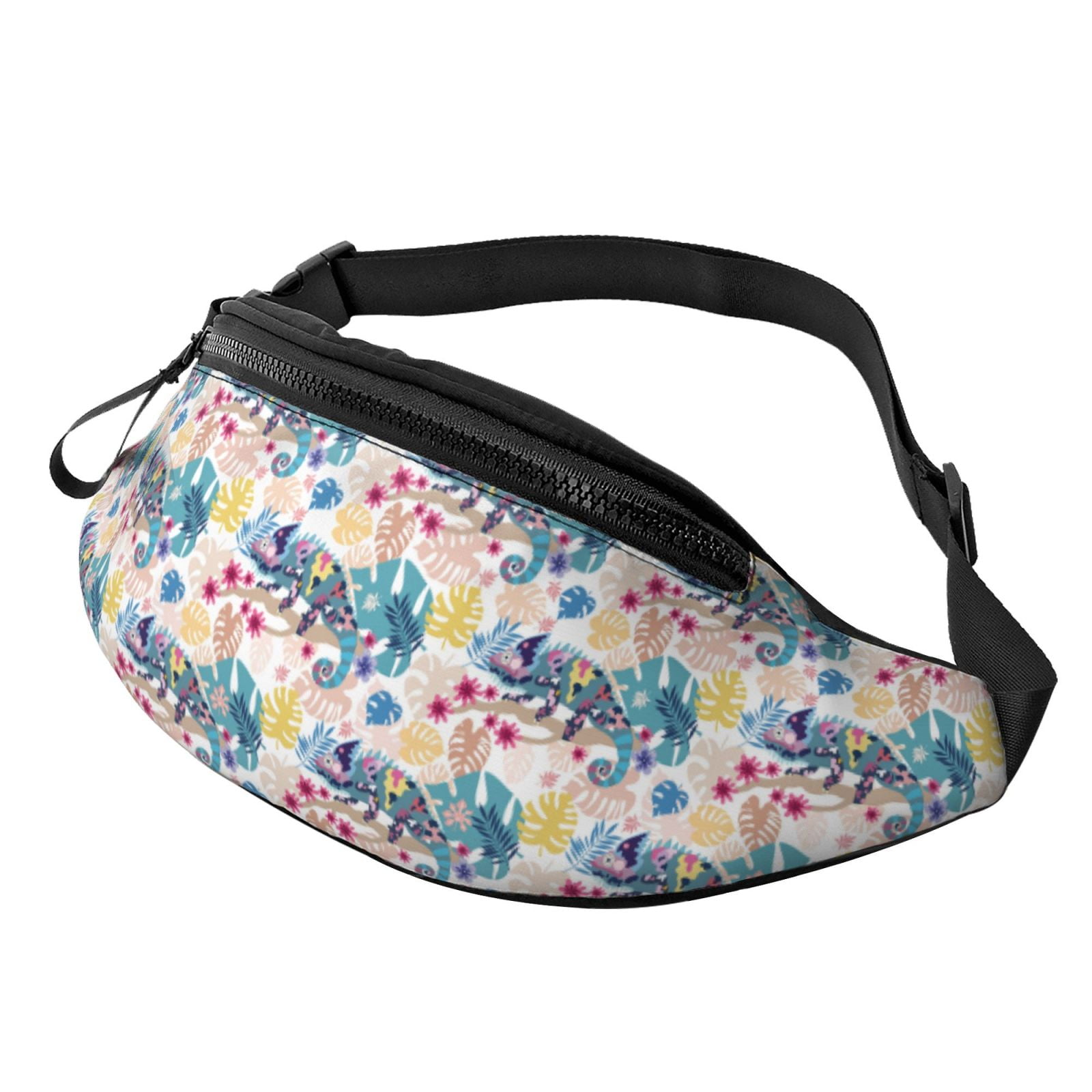 Colorful Chameleon Lizard Monstera Fanny Packs Waist Bag Crossbody Bags ...