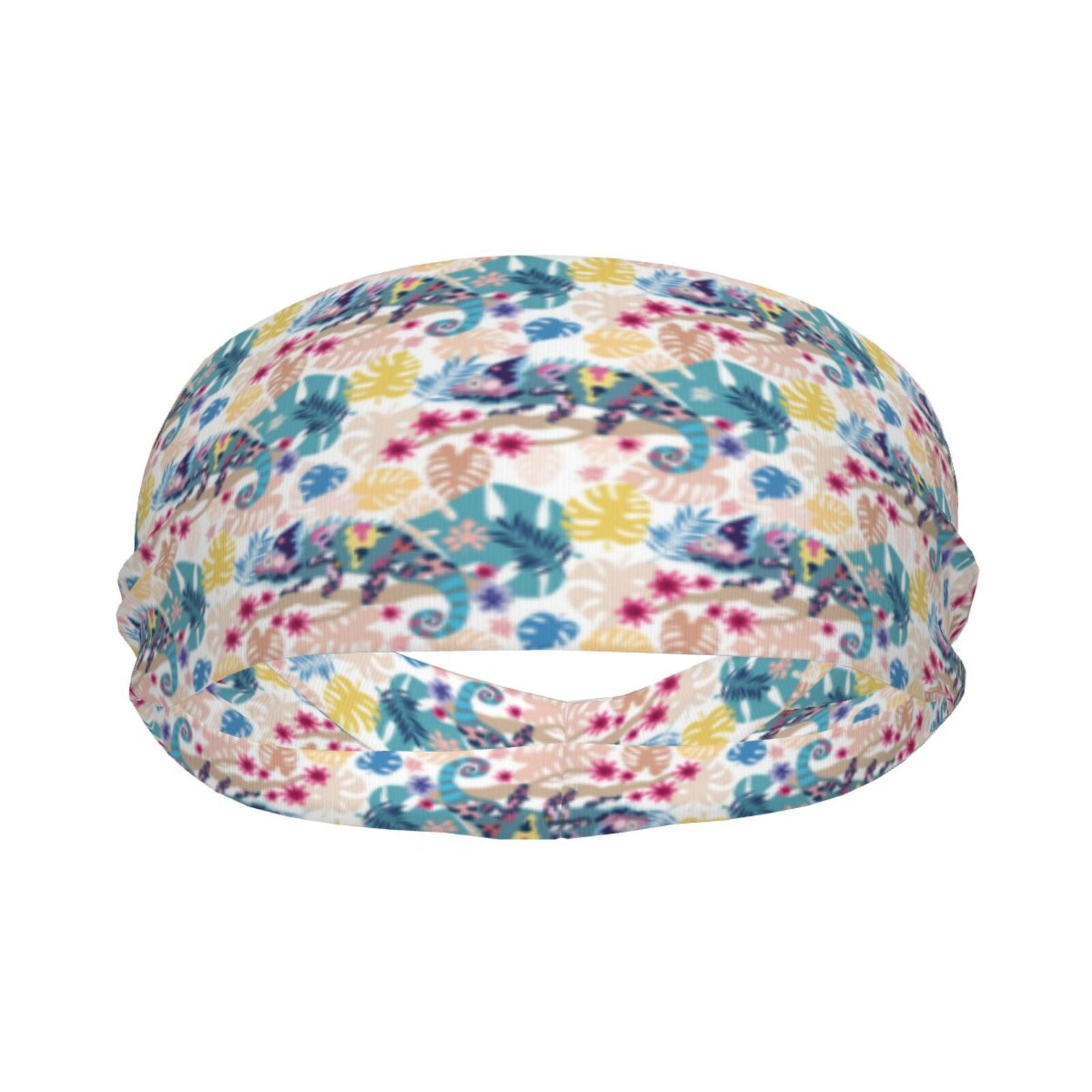 Colorful Chameleon Lizard Monstera Sports Headbands for Men/Women ...