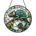 Colorful Chameleon Stained Glass Suncatcher – Wildlife Window Hanging ...