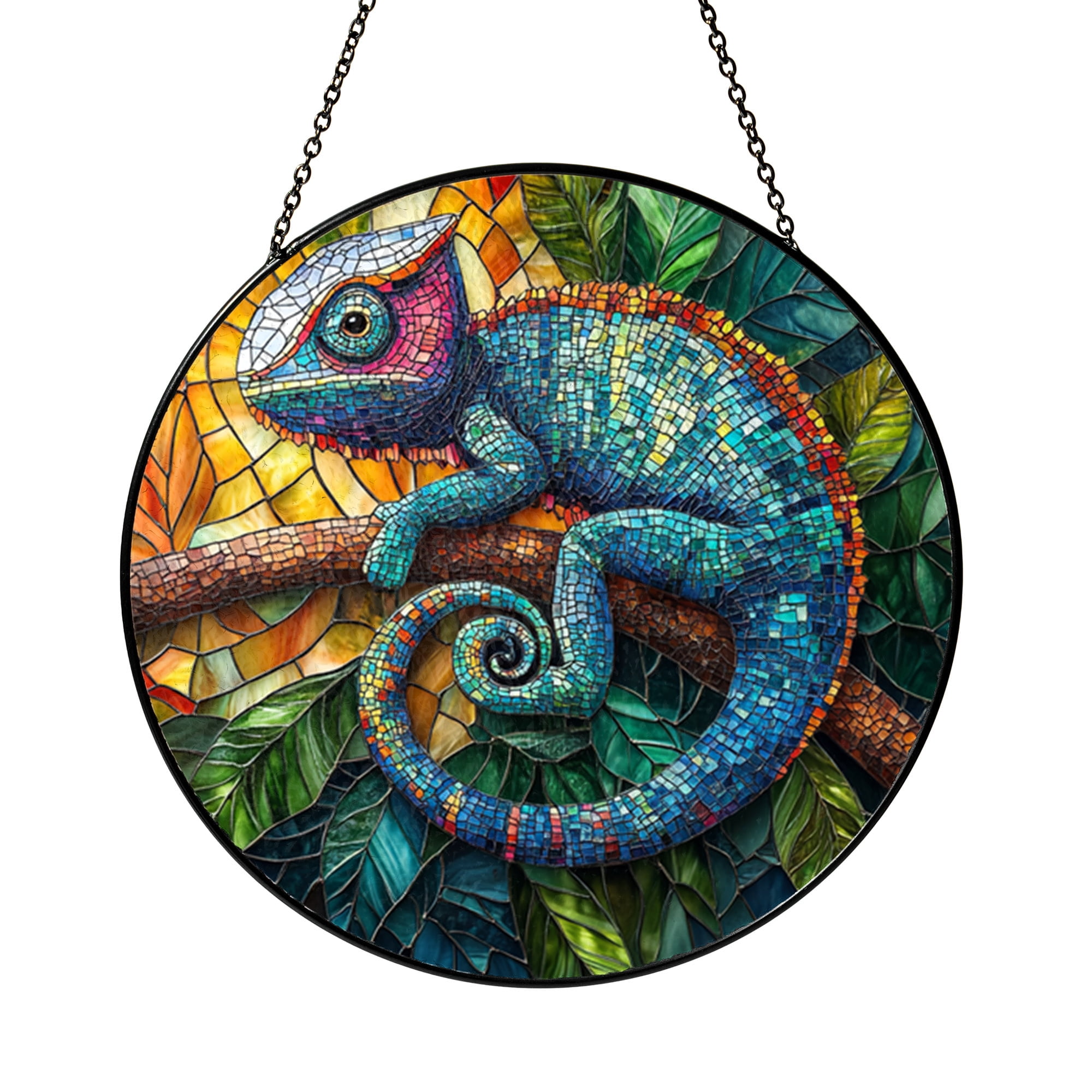 Colorful Chameleon Window Suncatcher, Stained Glass Inspired Reptile ...