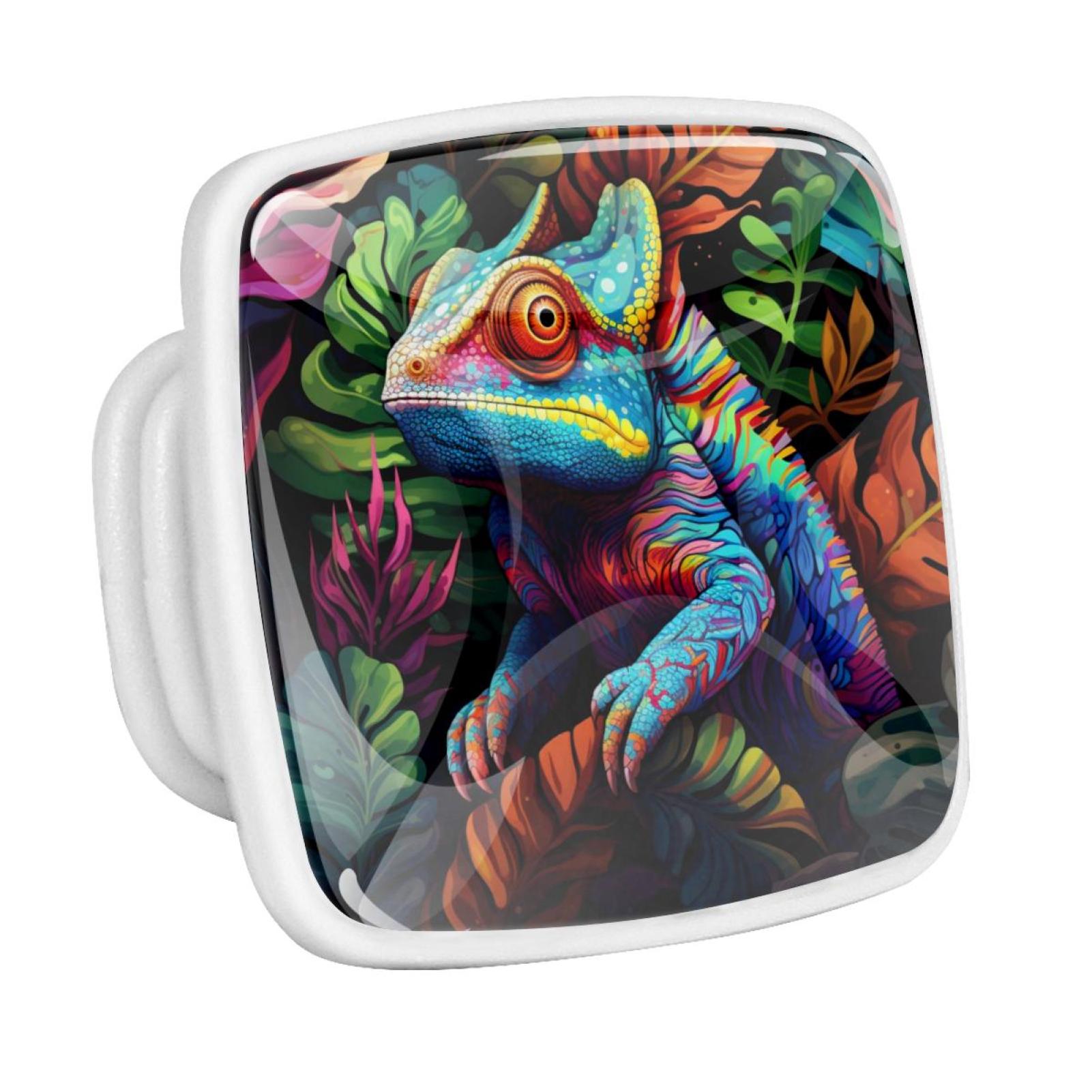 Colorful Chameleons Fluorescent Drawer Pulls with Screws Square 4-Pack ...