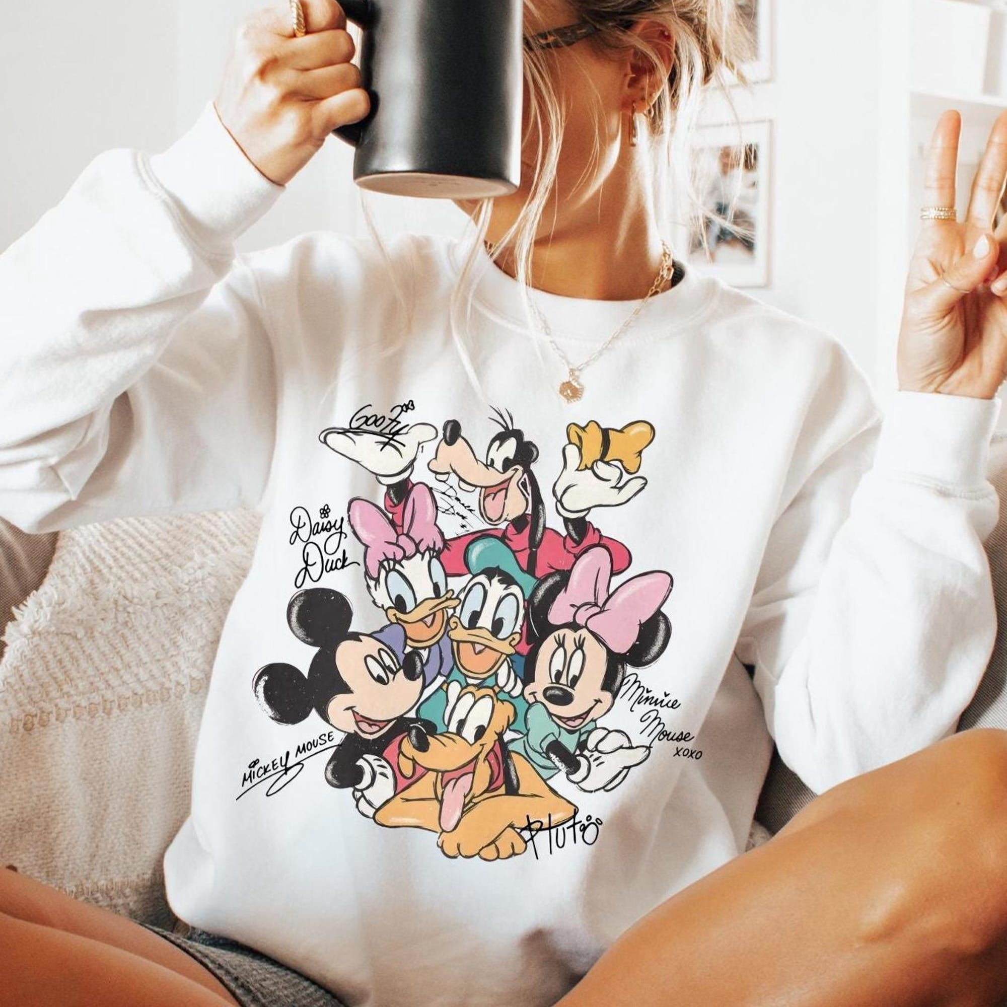 Colorful Characters Graphic Sweatshirt featuring Mickey Mouse, Minnie ...