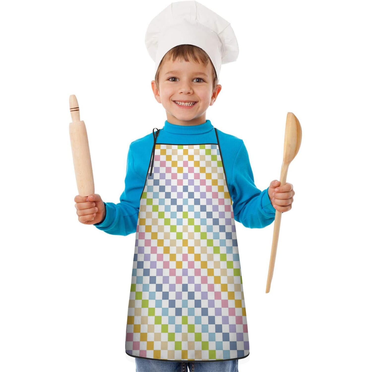 Colorful Checkerboard Pattern Kids Aprons for Girls and Boys,Adjustable ...