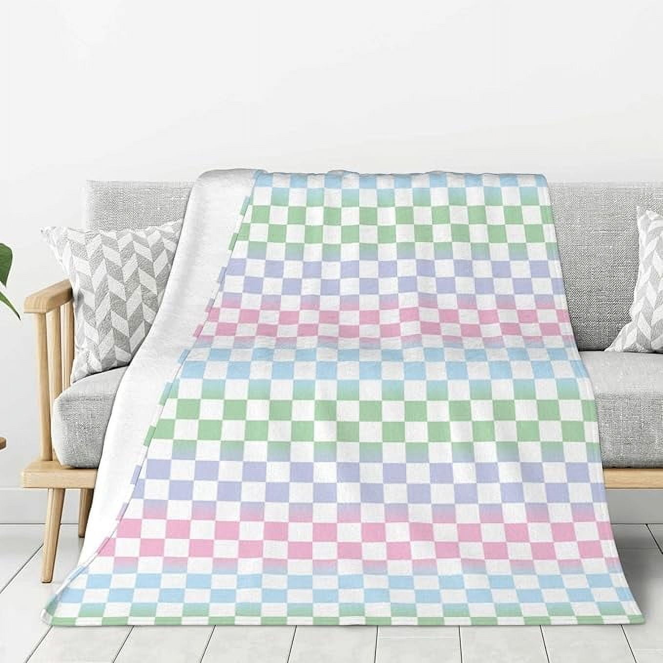 Colorful Checkerboard Throw Blanket For Couch Sofa Bed, Super Soft Cozy ...
