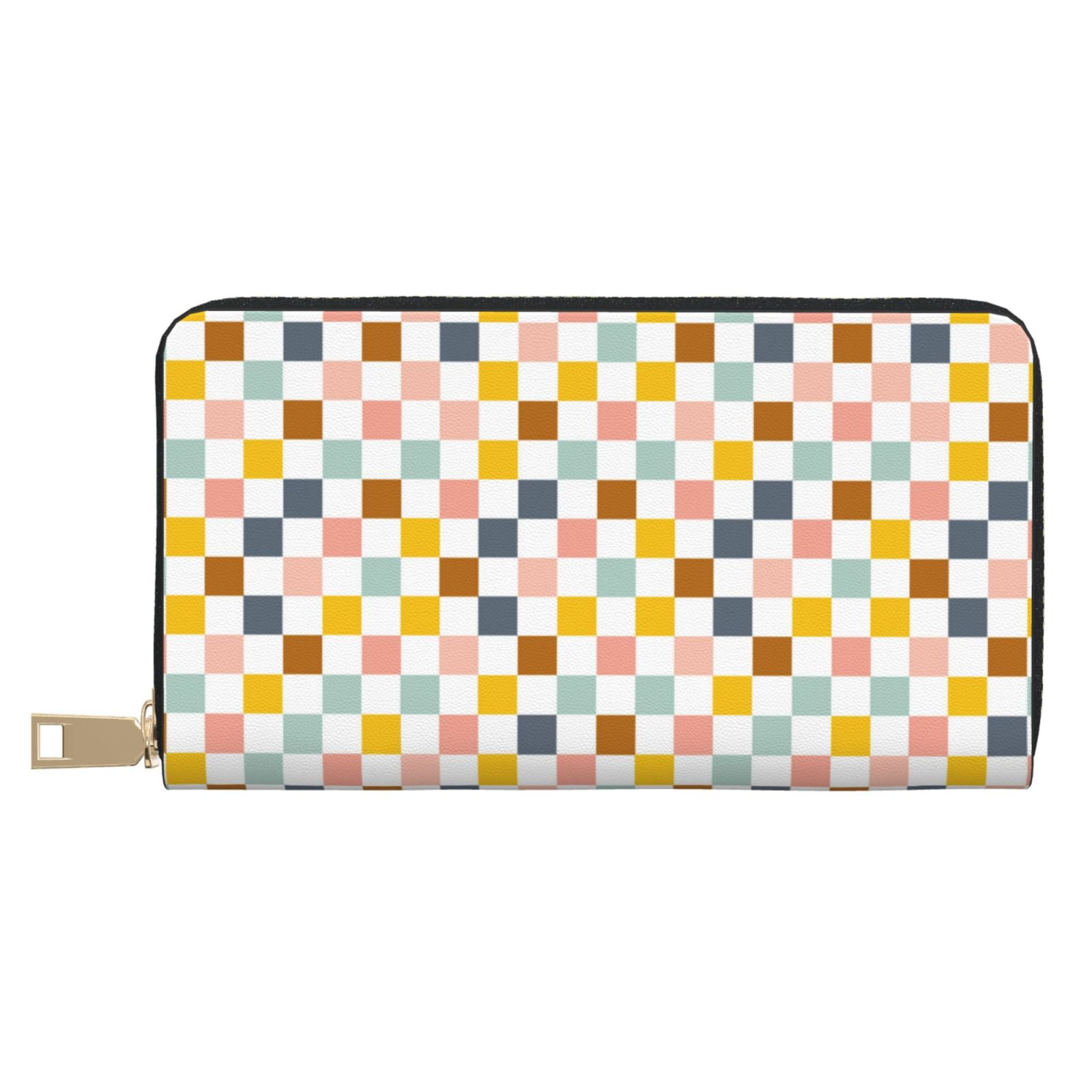 Colorful Checkered 1 Wallet Women, Leather Bifold Multi Card Wallet ...