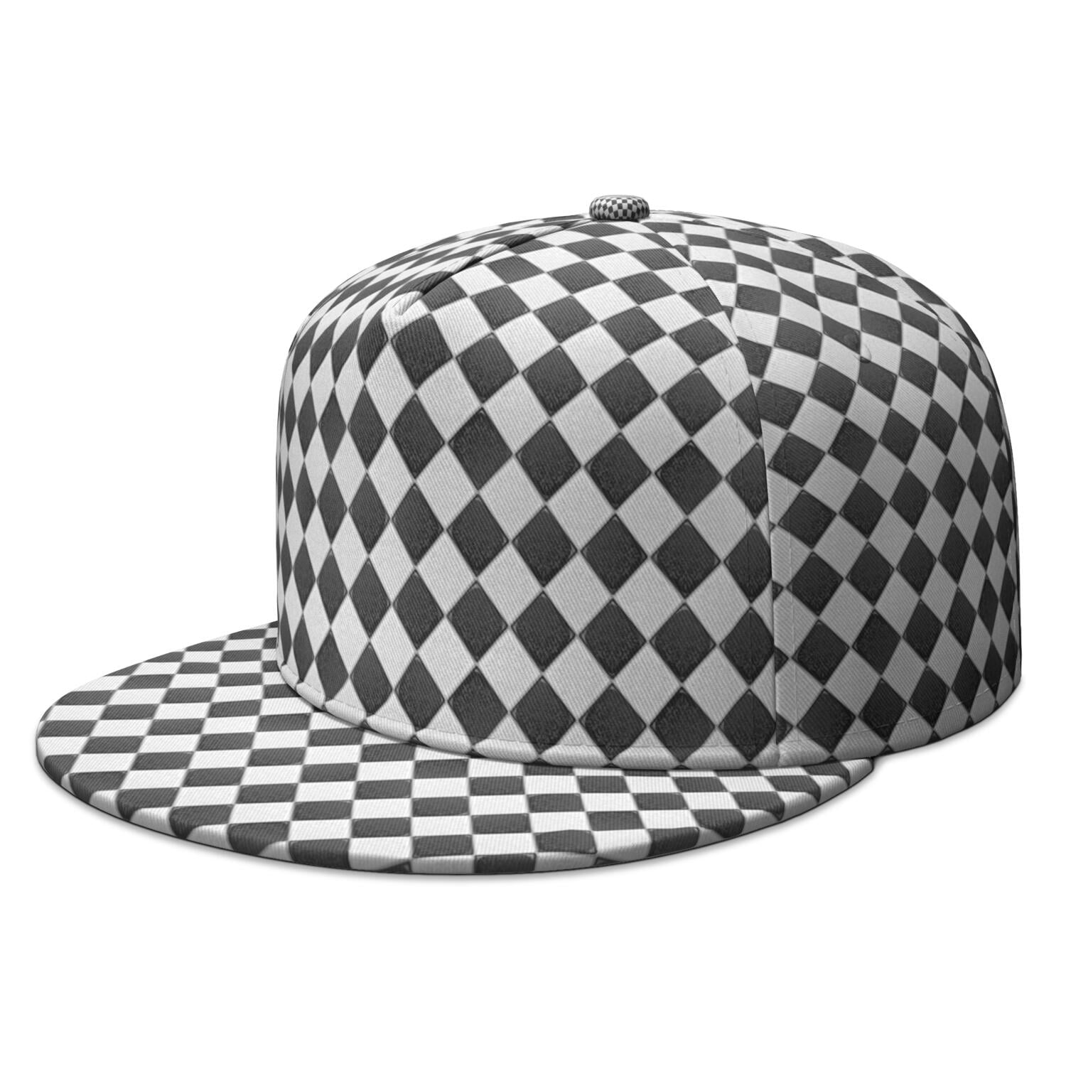 Colorful Checkered Flat Brim Panel Hat - High Top Baseball Cap for Hip ...