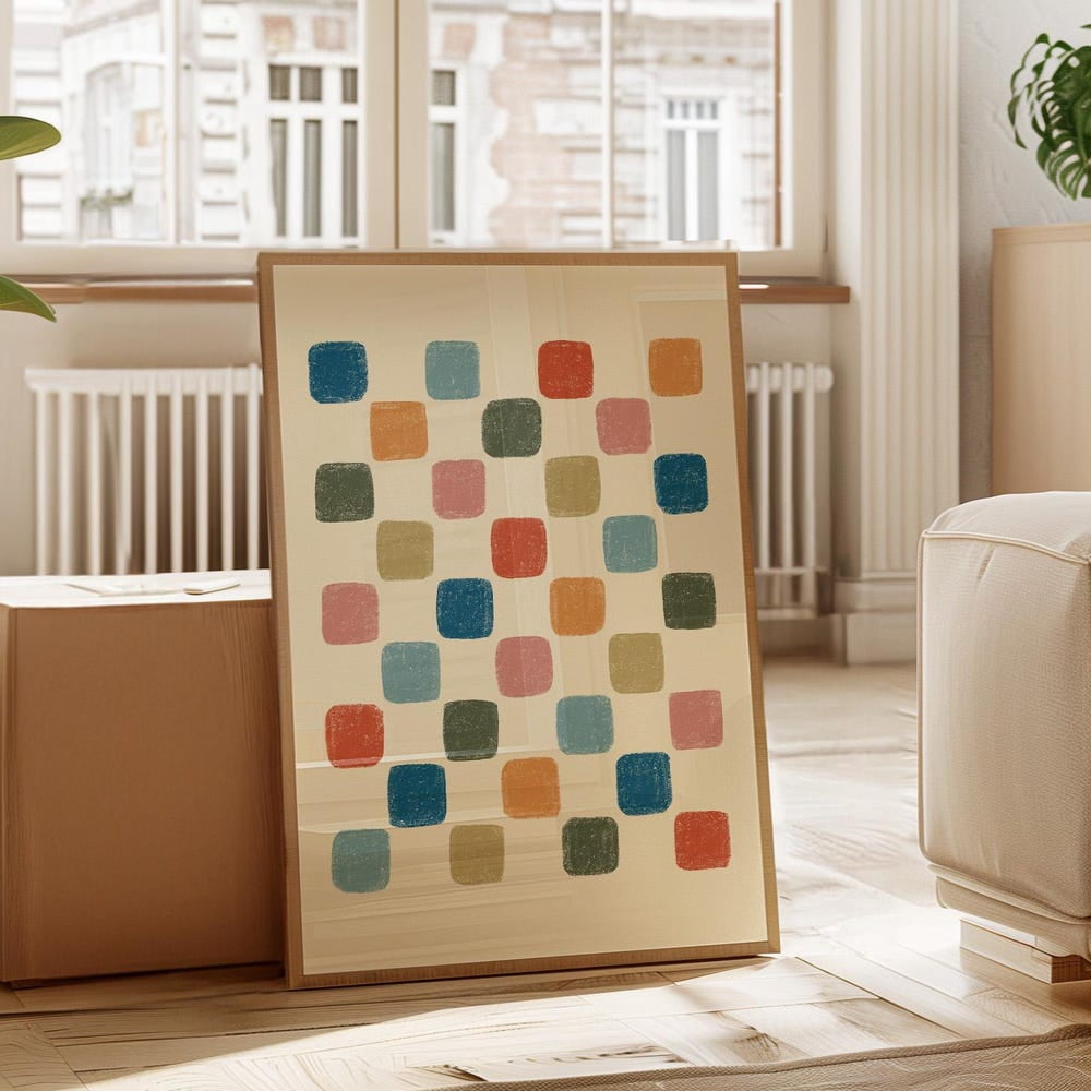 Colorful Checkered Print Wall Art, Checkered Poster, Beachy Prints ...