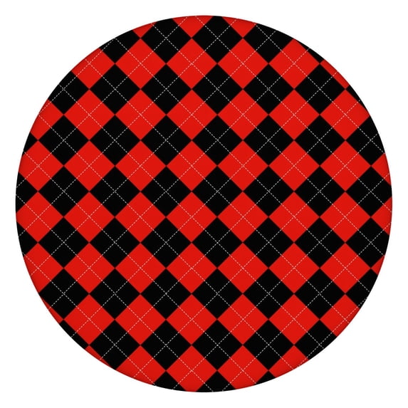 Colorful Checkered Round Fitted Table Cover - 100% Waterproof, Spill ...