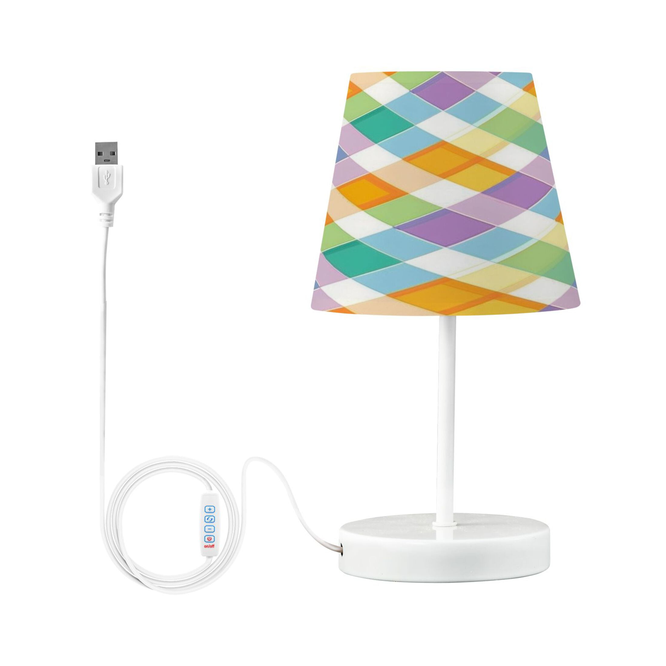Colorful Checkered Squares Desk Lamp LED Table Nightstand Lamps with 3 ...