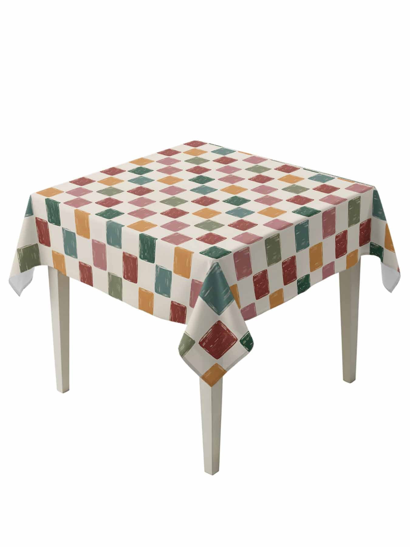 Colorful Checkered Table Cloth, Waterproof Tablecloth for Square Tables ...