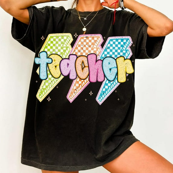 Colorful Checkered Teacher T-Shirt, Back to School Shirt, Teacher ...