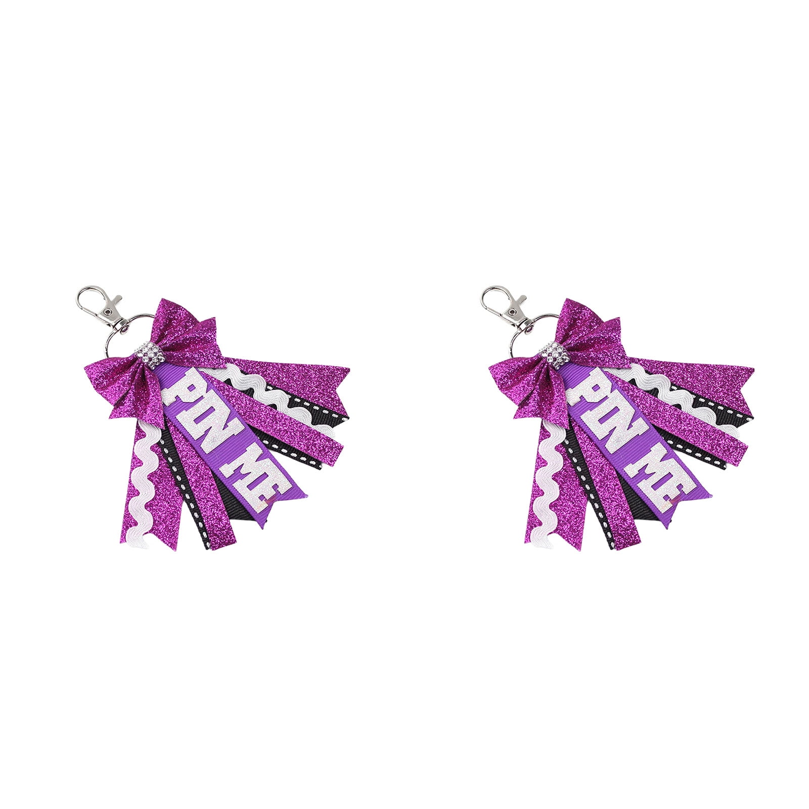 Colorful Cheerleading Keychains Polyester Cheer Bows Ribbon Keyring ...