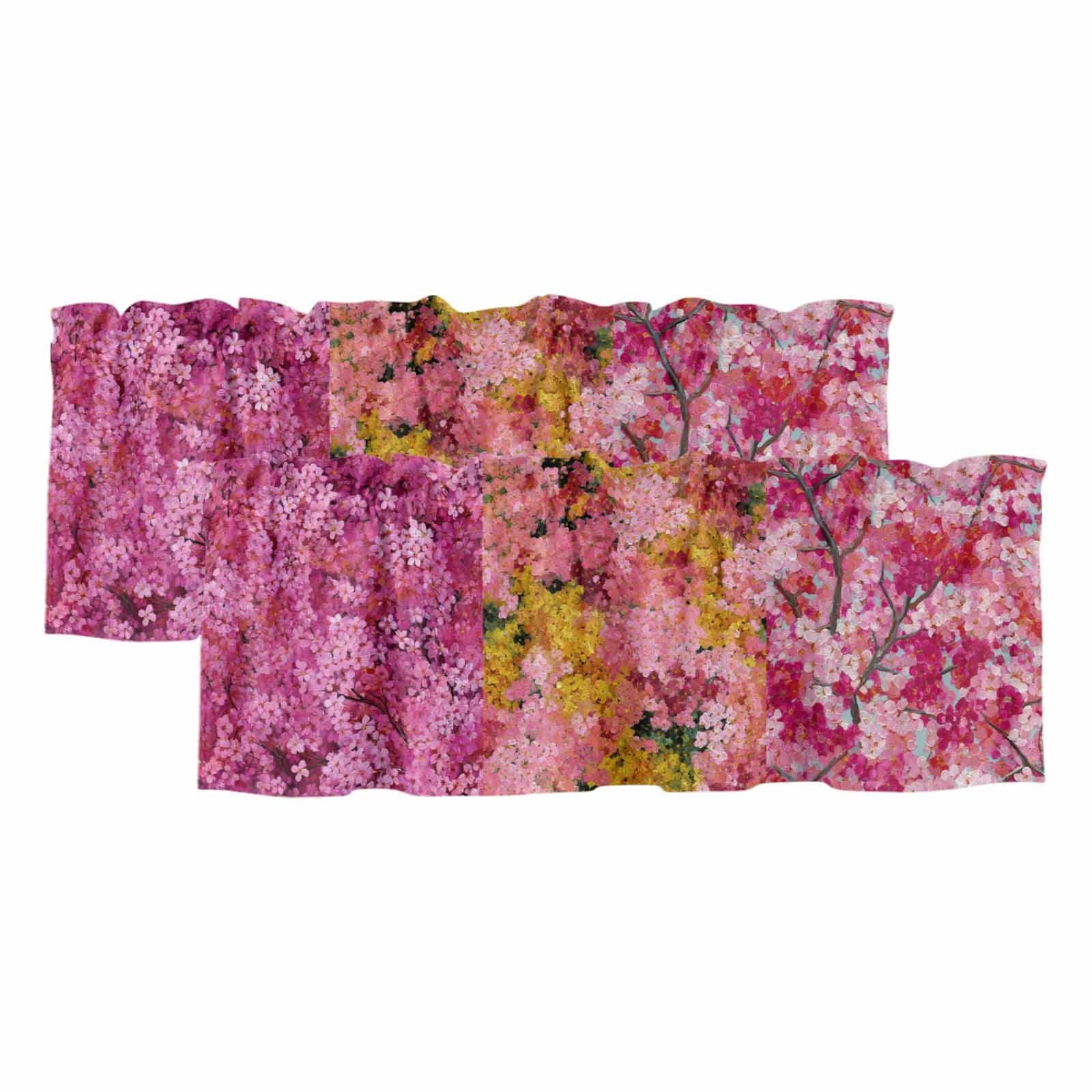 Colorful Cherry Blossom Curtain Valances for Windows, Kitchen Valance ...