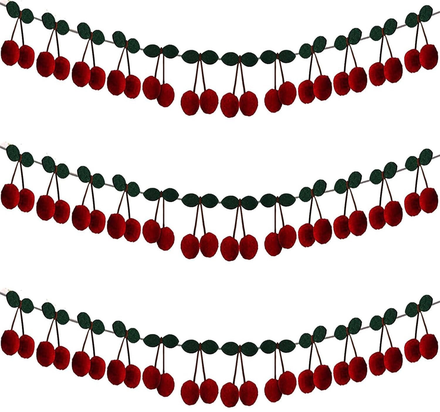 Colorful Cherry Garland Decoration,Happon 3 String 6.6ft DIY Pom Pom ...