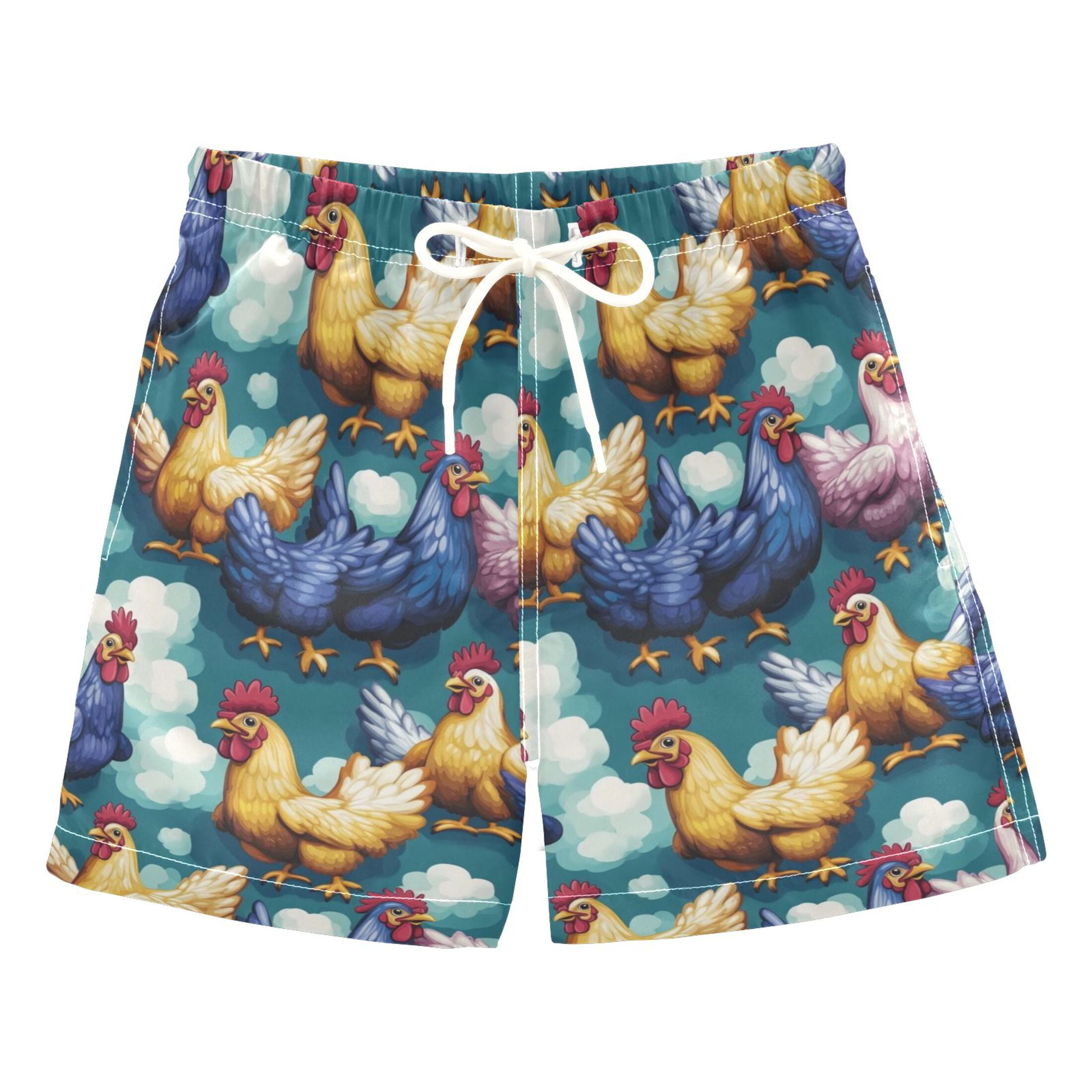 Colorful Chicken Cartoon Boys Swim Trunks Quick Dry Boy Swim Shorts for ...