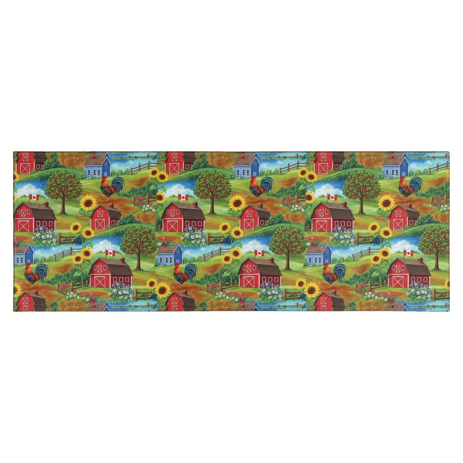 Colorful Chicken Farm Pattern Kitchen Rug Mat,Kitchen Runner Rugs Non ...