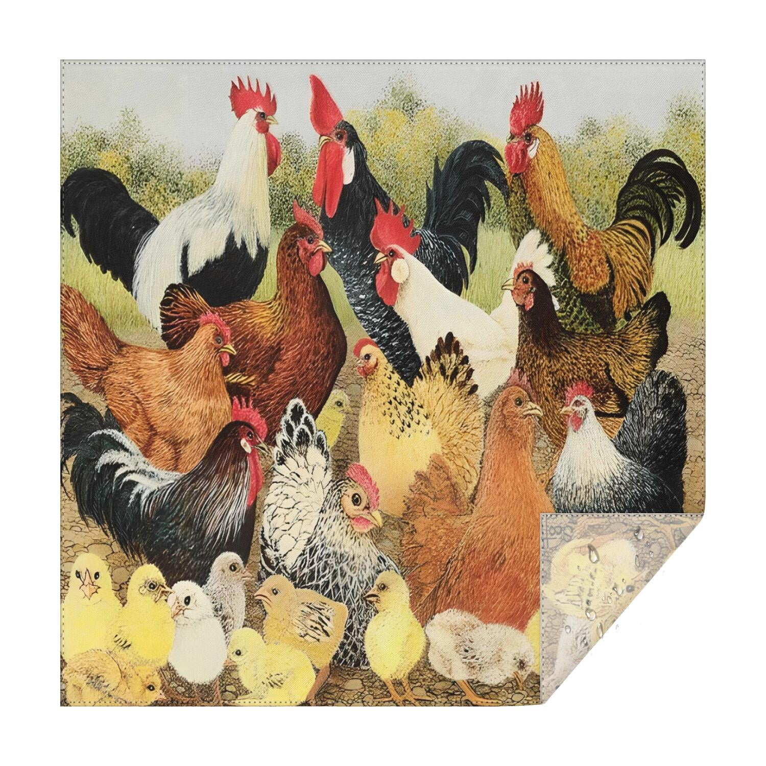 Colorful Chicken Group Pattern Square Tablecloth,Waterproof Square ...