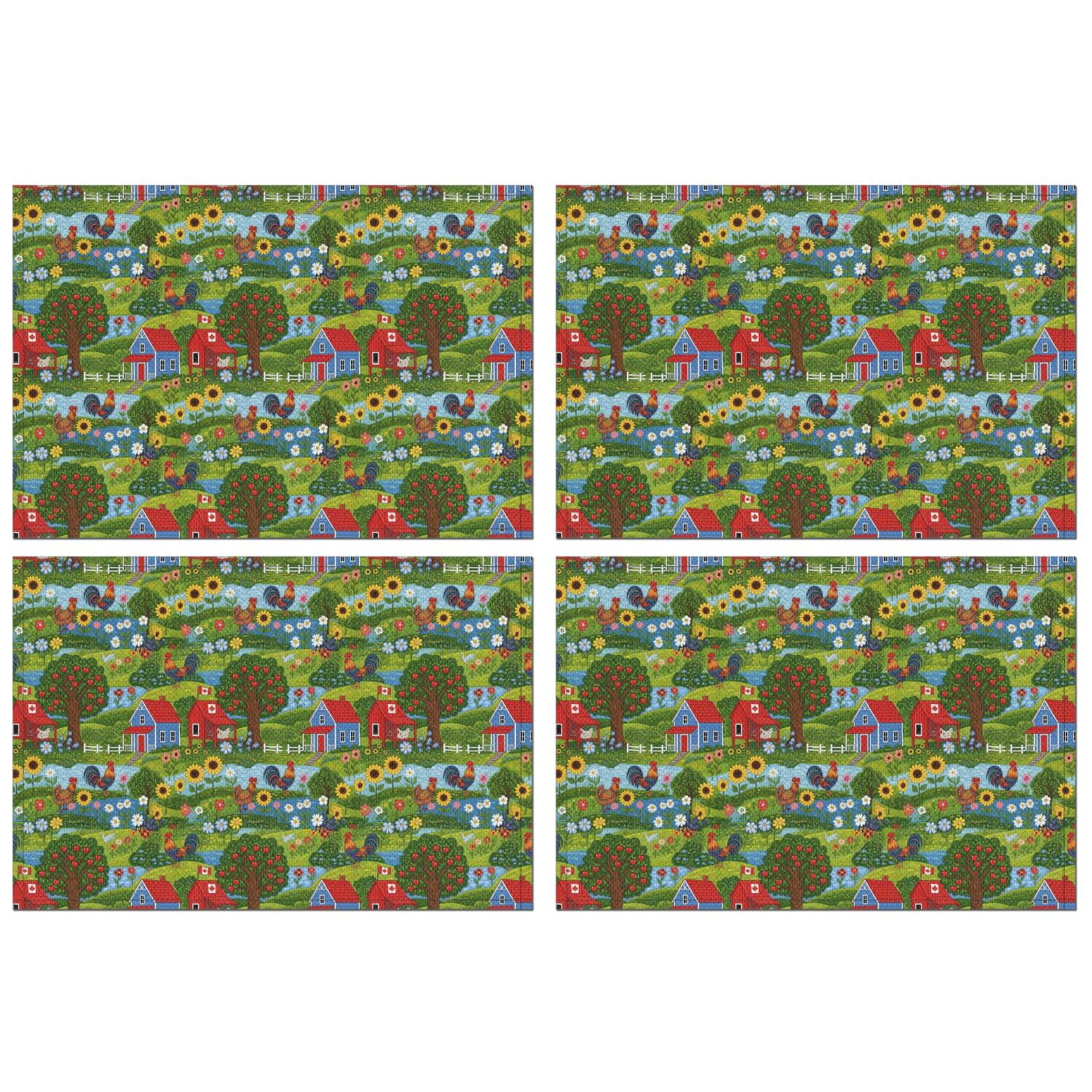 Colorful Chicken House Pattern Summer Placemats Table Placemats Set Of ...