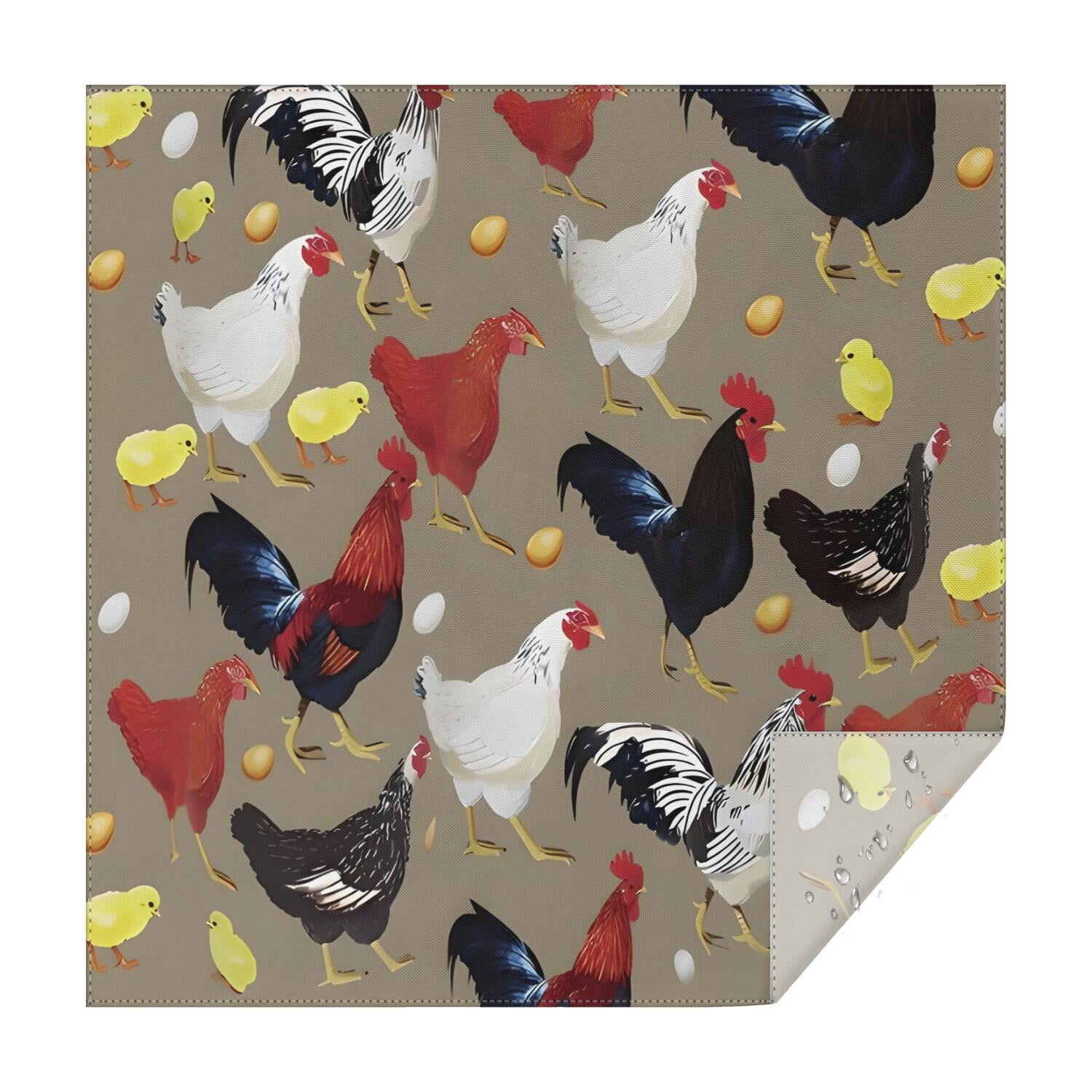 Colorful Chicken Pattern Square Tablecloth,Waterproof Square Table ...