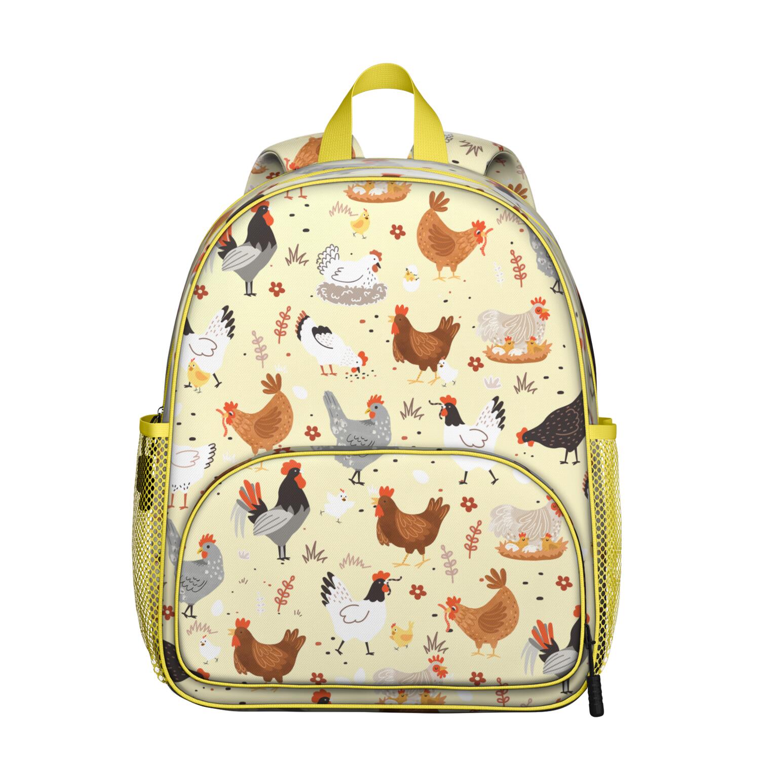 Colorful Chicken Pattern Student Backpack – Retro Farm Animal Design ...