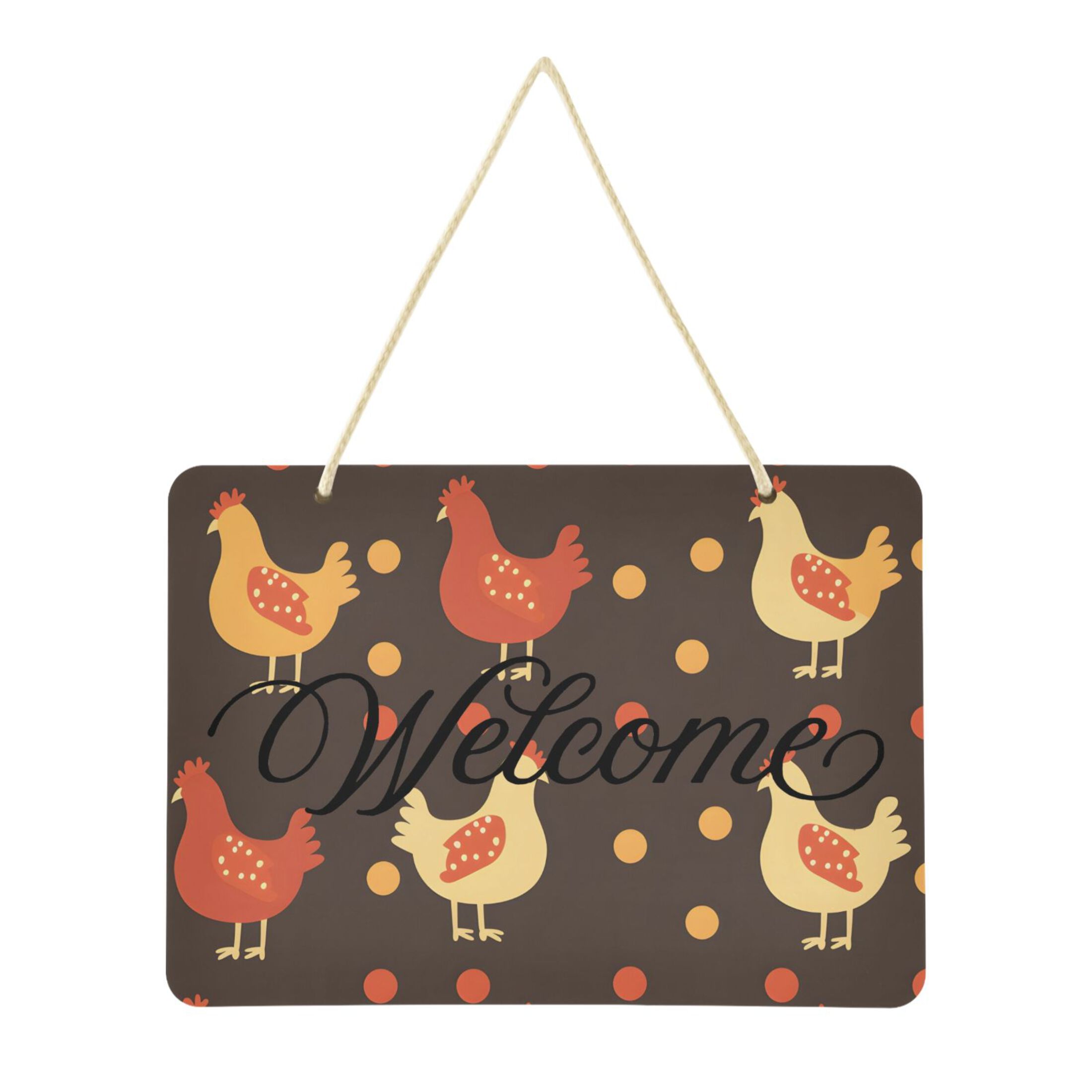 Colorful Chicken Silhouette Welcome Sign Front Door PVC 14x10 inch ...