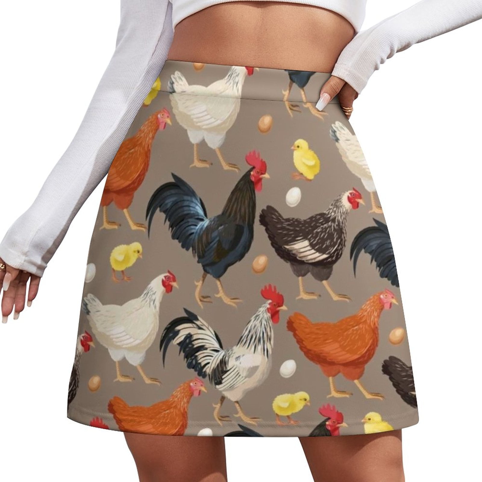 Colorful Chicken Skirt Women Farming Roosters And Hens Cute Mini Skirts ...