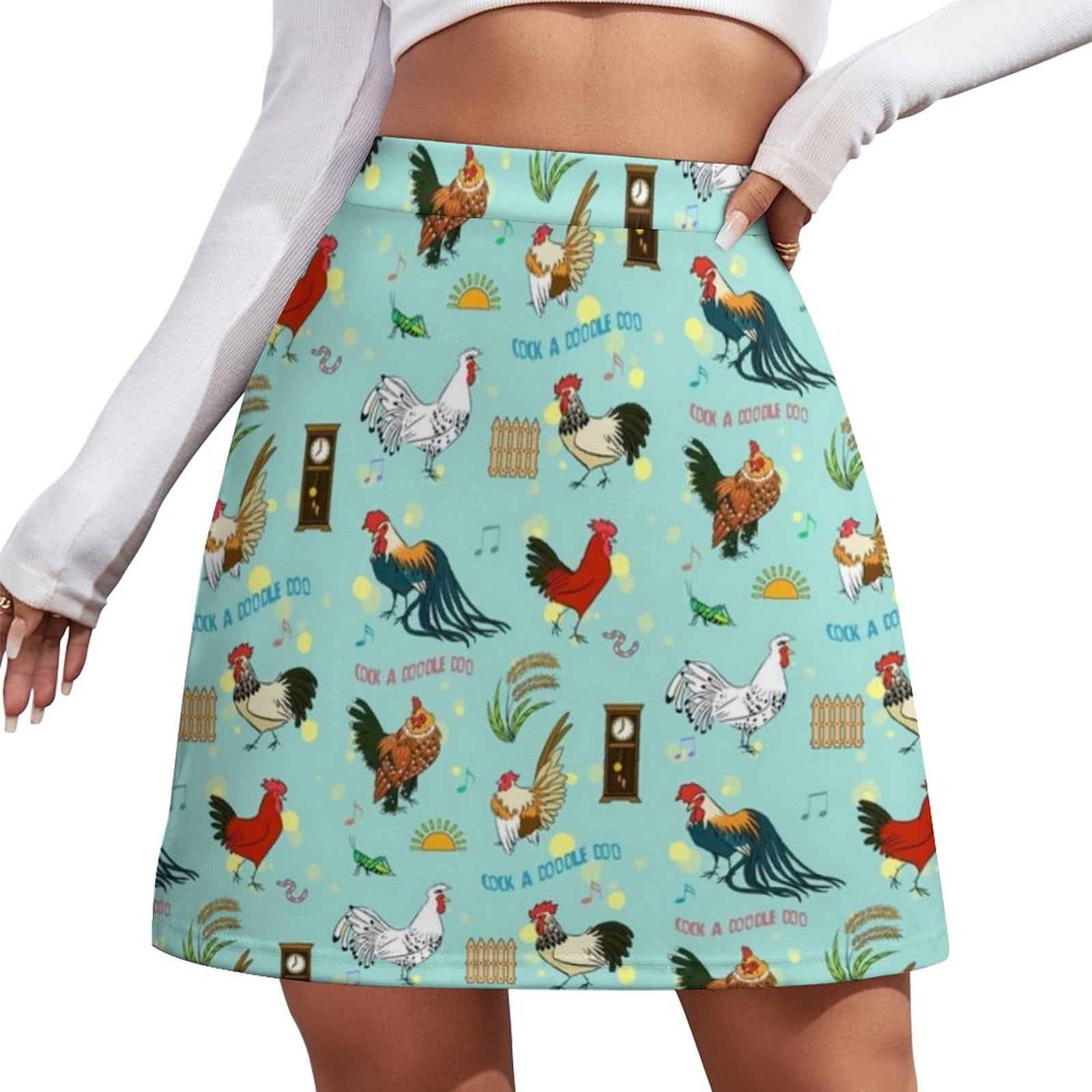 Colorful Chicken Skirt Women Farming Roosters And Hens Cute Mini Skirts ...