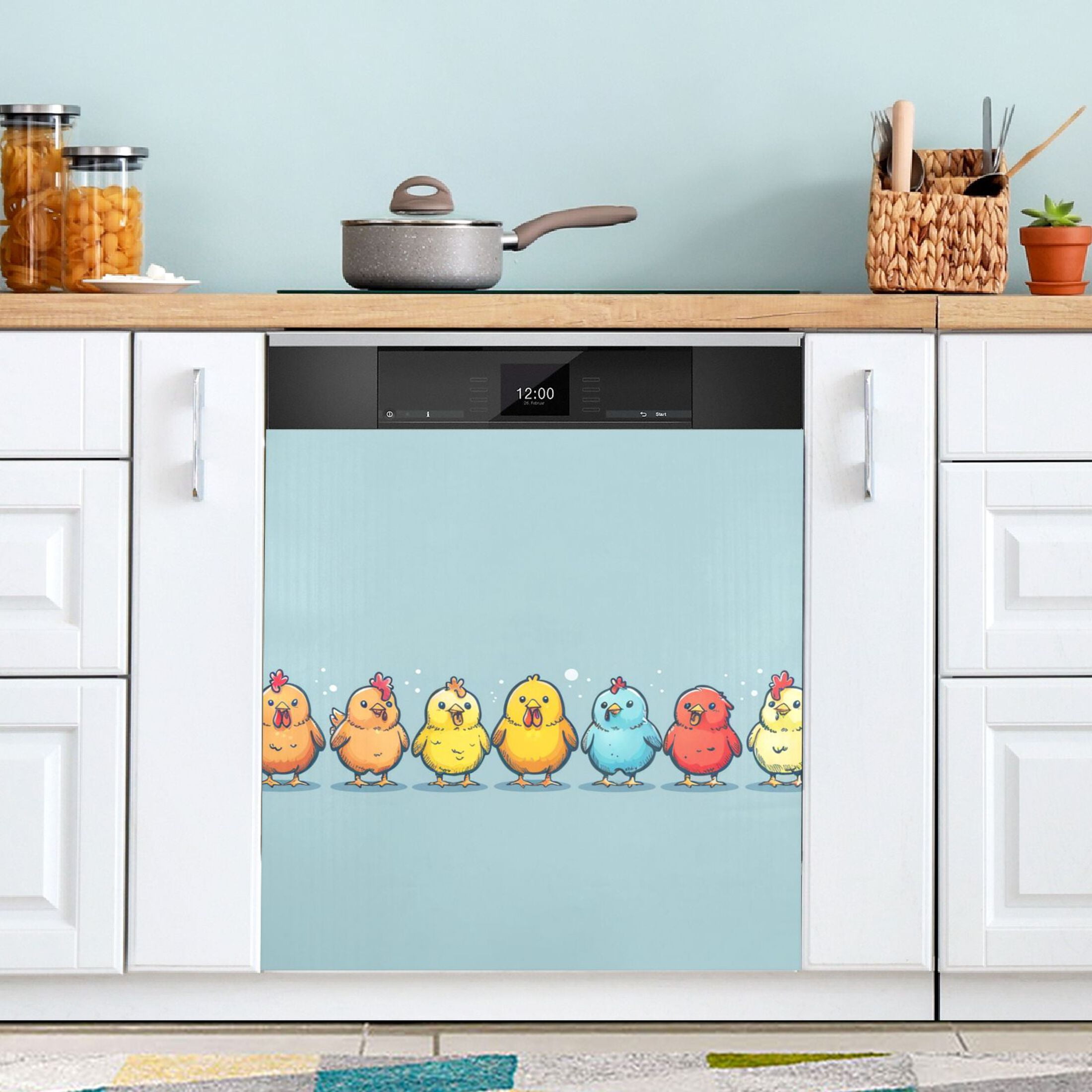 Colorful Chicken Stay in Line Dishwasher Magnet Refrigerator Magnetic ...