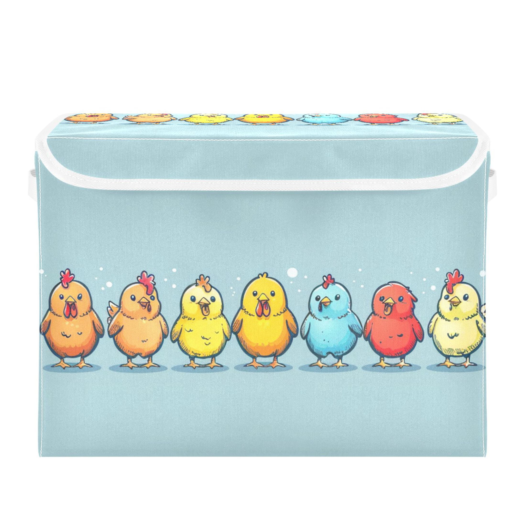 Colorful Chicken Stay in Line Foldable Storage Bin with Lid and Handle ...