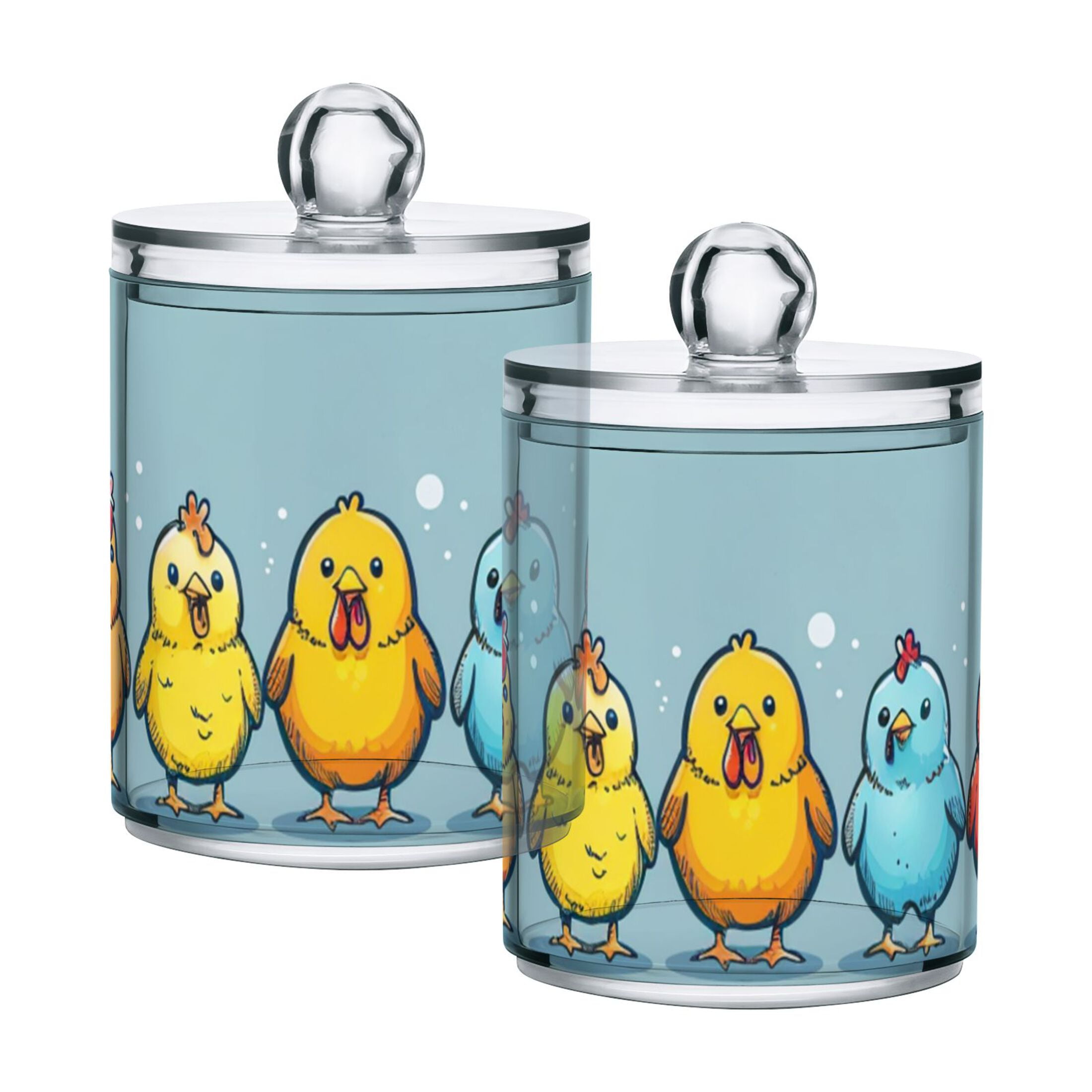 Colorful Chicken Stay in Line Translucent Plastic Cans Storage ...