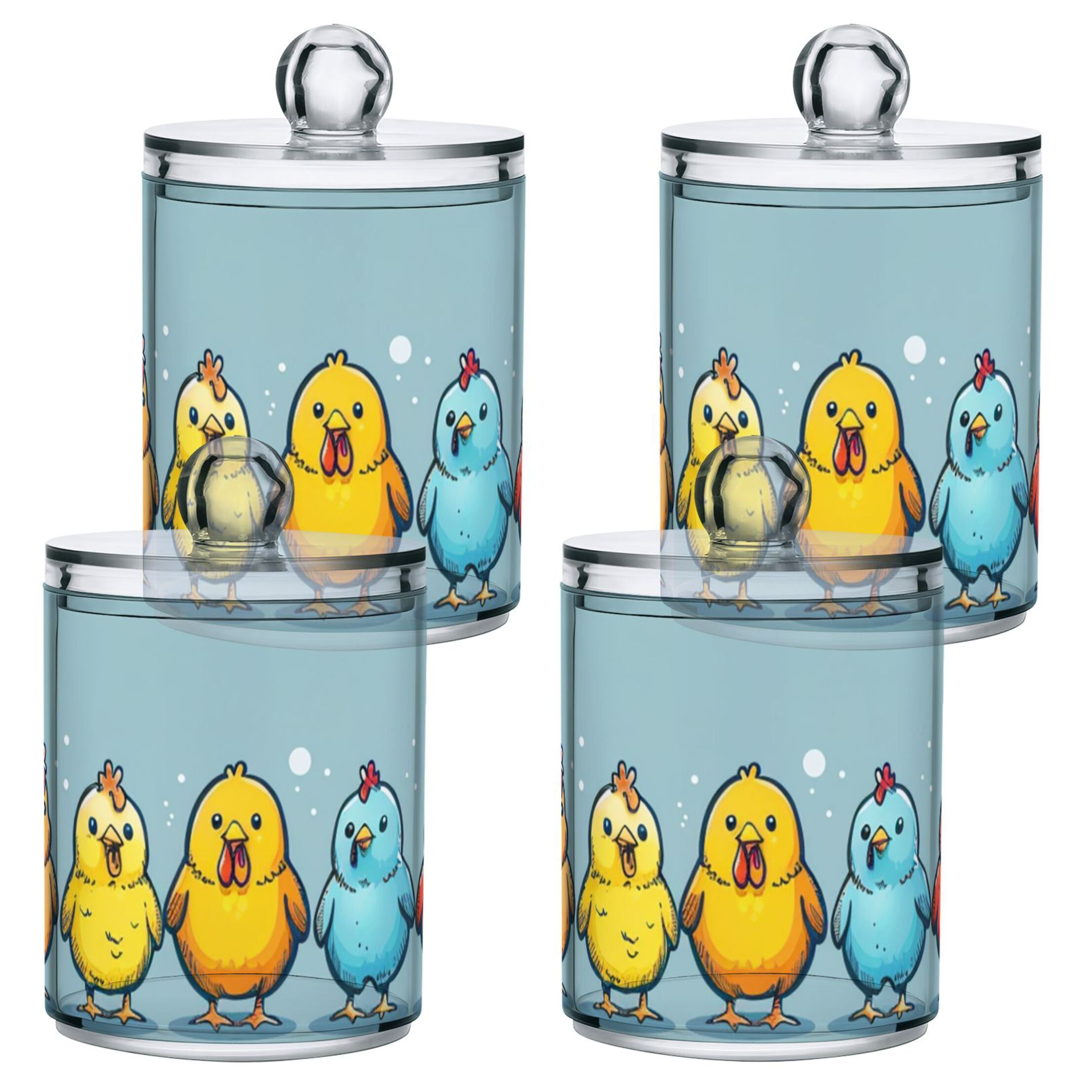 Colorful Chicken Stay in Line Translucent Plastic Cans Storage ...