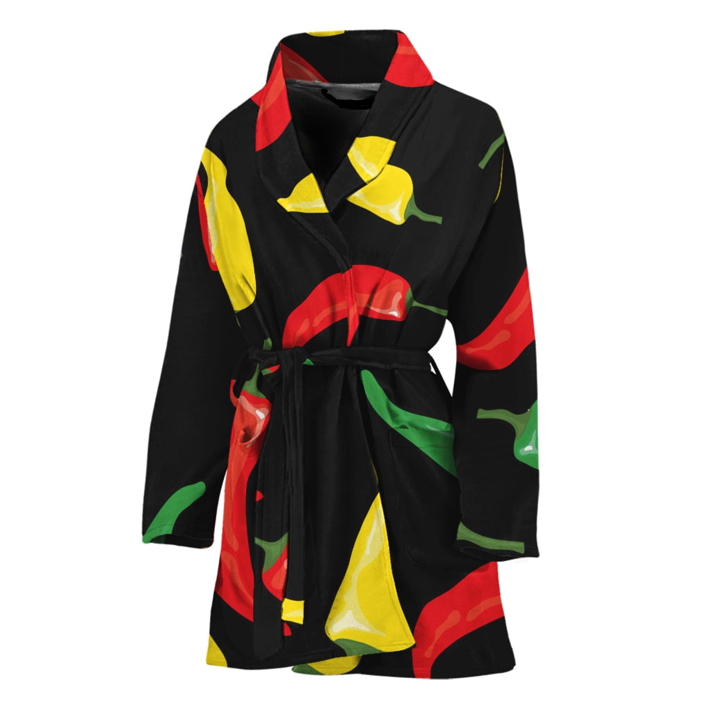 Colorful Chili Peppers Pattern Women Bathrobe One Size Univeral Fits ...