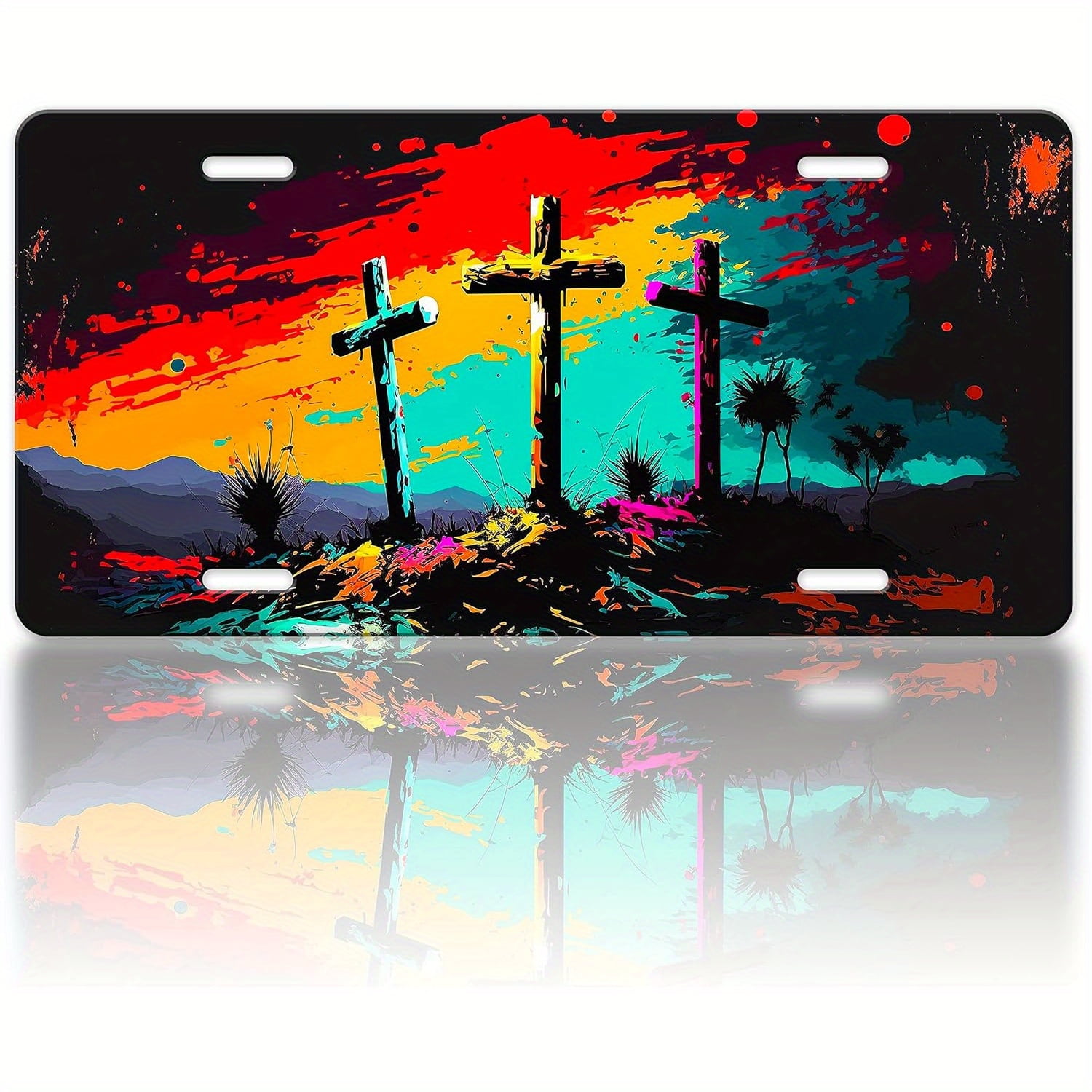 Colorful Christian Cross License Plate Jesus Religion License Plate ...