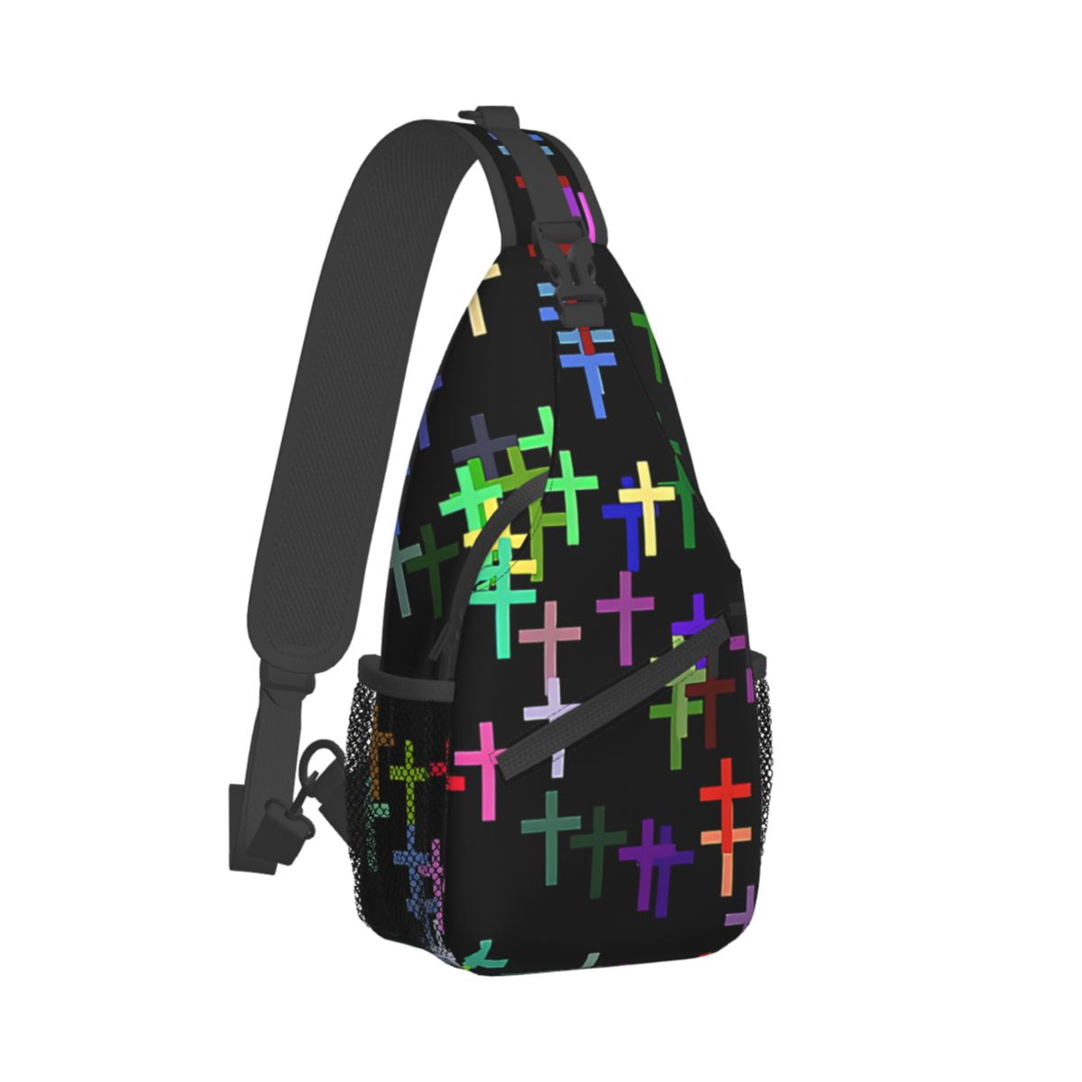 Colorful Christian Cross Pattern Crossbody Chest Bags Cross Crucifixion ...