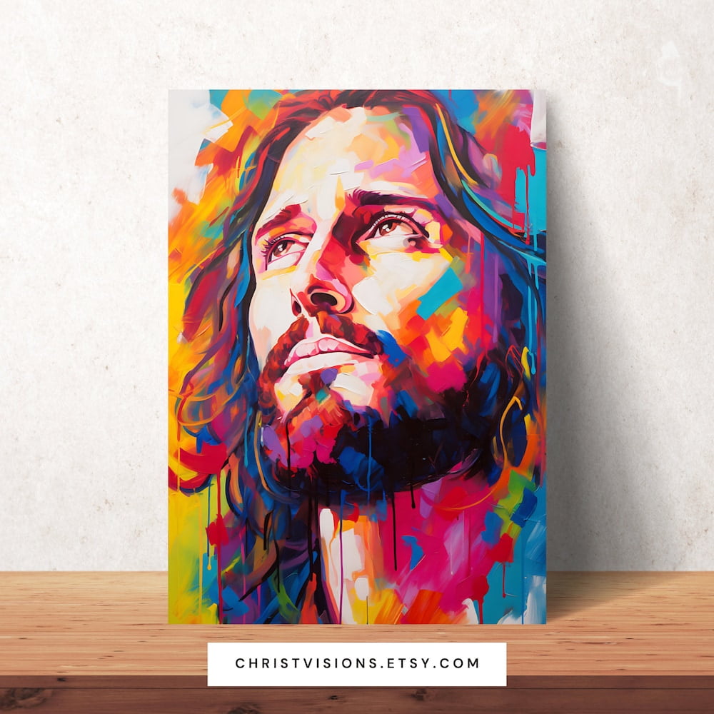 Colorful Christian Modern Art Jesus Print, Jesus Artwork, Christian ...