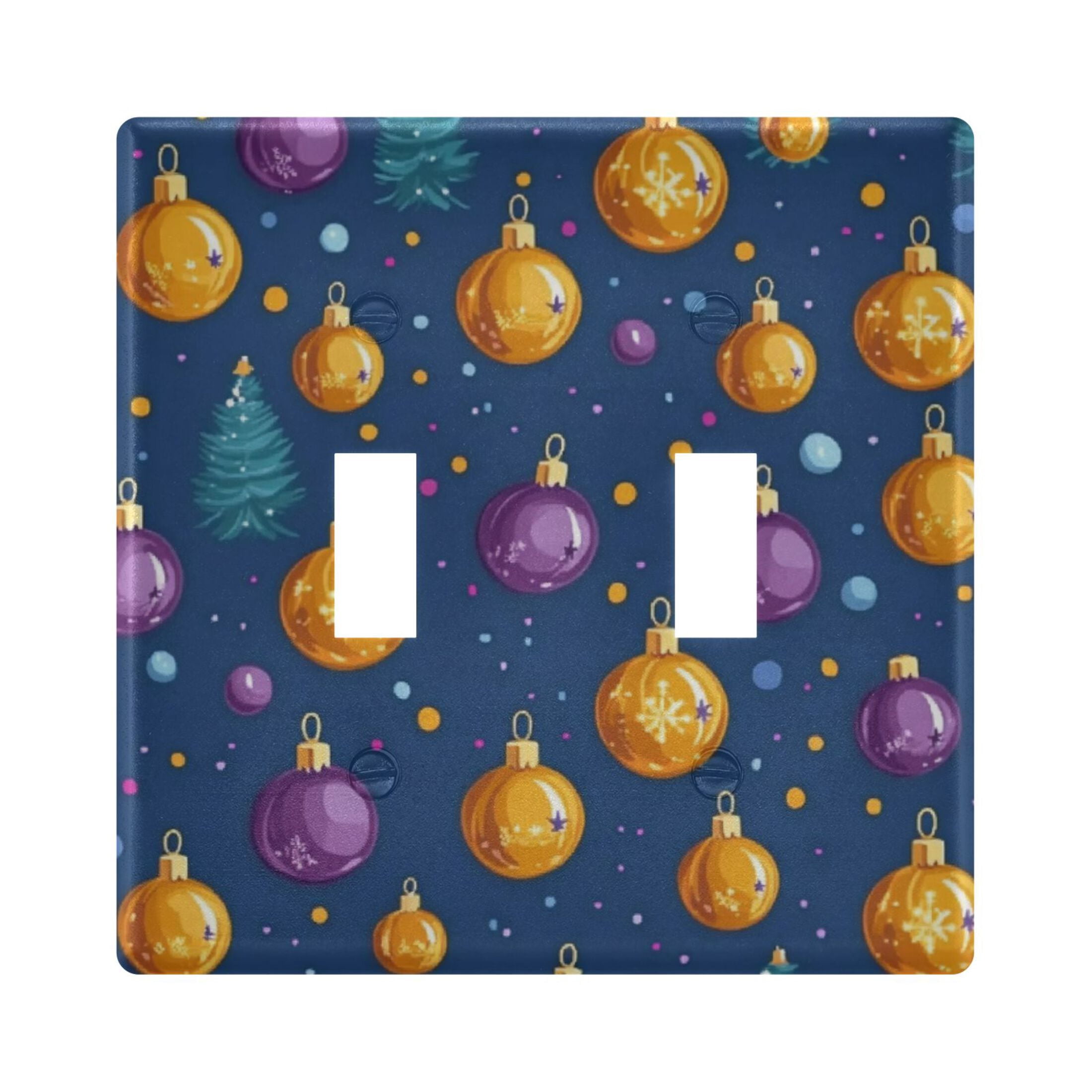 Colorful Christmas Ball Light Switch Cover Decorative 2 Gang Wall Plate ...