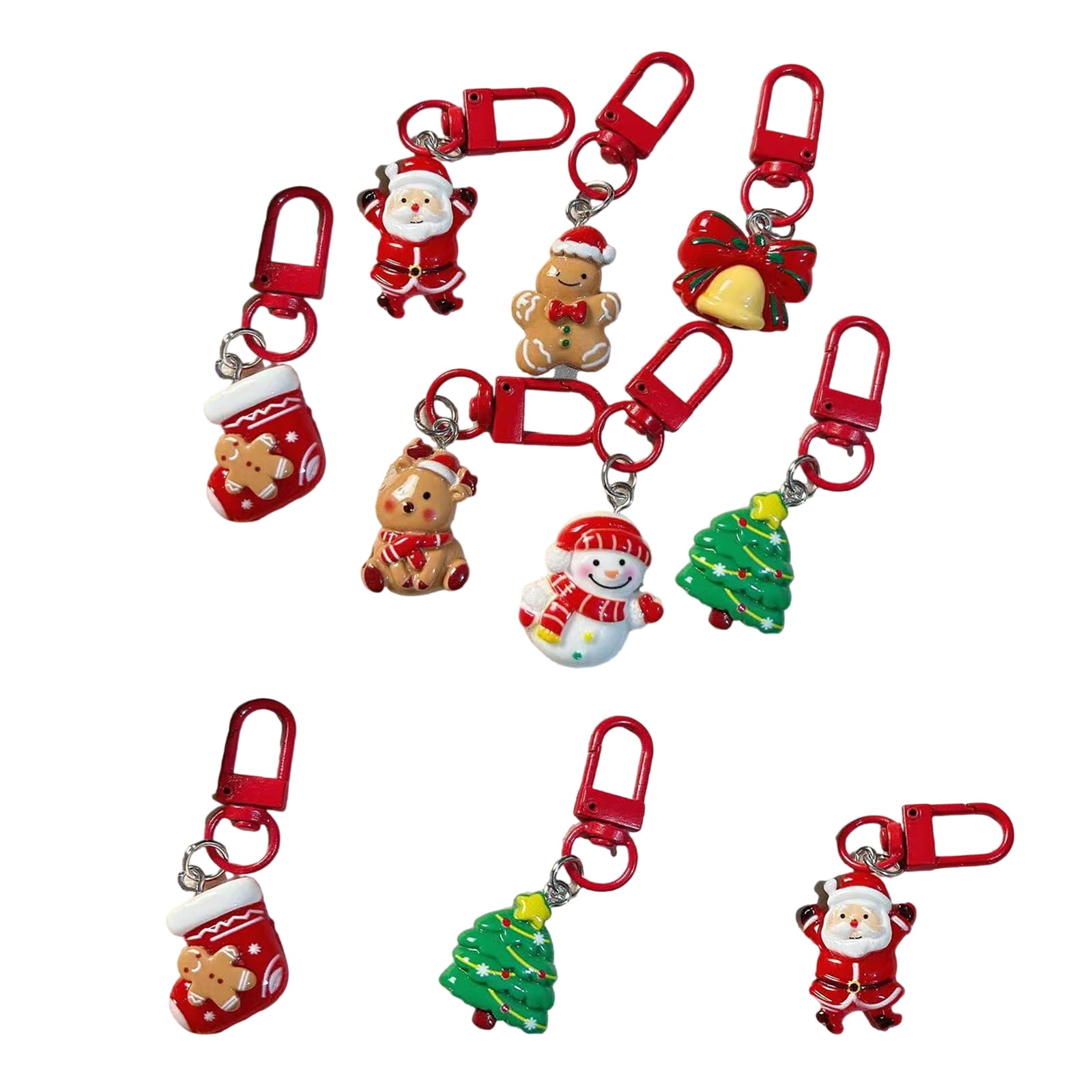 Colorful Christmas Key Rings Resin Keychains Stocking Filler ...