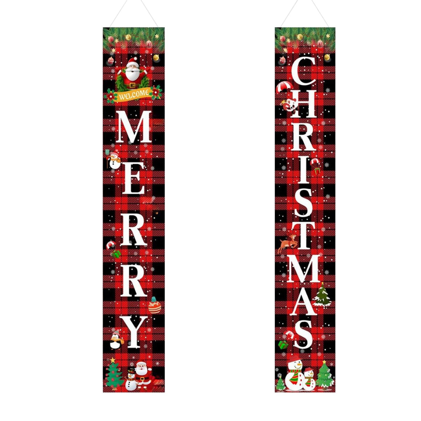 Colorful Christmas Porch Banner 7.86X11.81 Inch, Vintage Outdoor Indoor ...