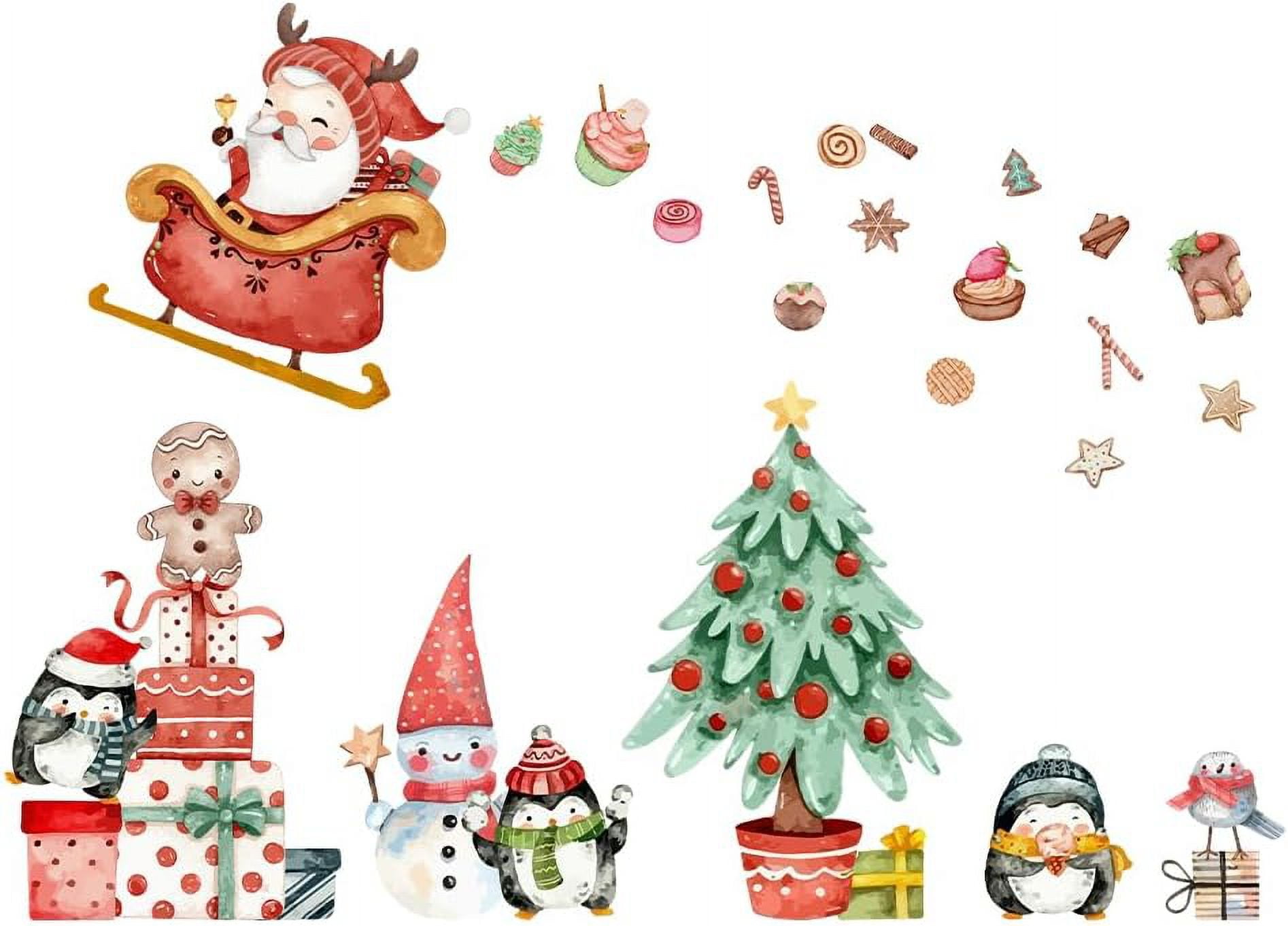Colorful Christmas Theme Wall Decals Penguin Gifts Wall Arts Christmas ...