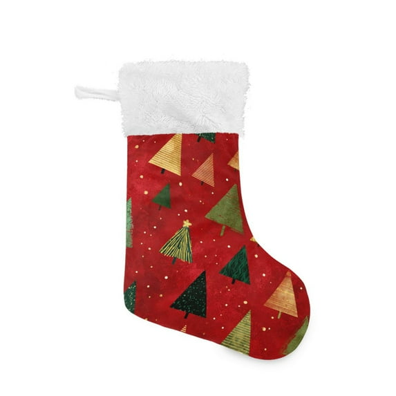 Colorful Christmas Tree Red Background Christmas Stockings Large ...